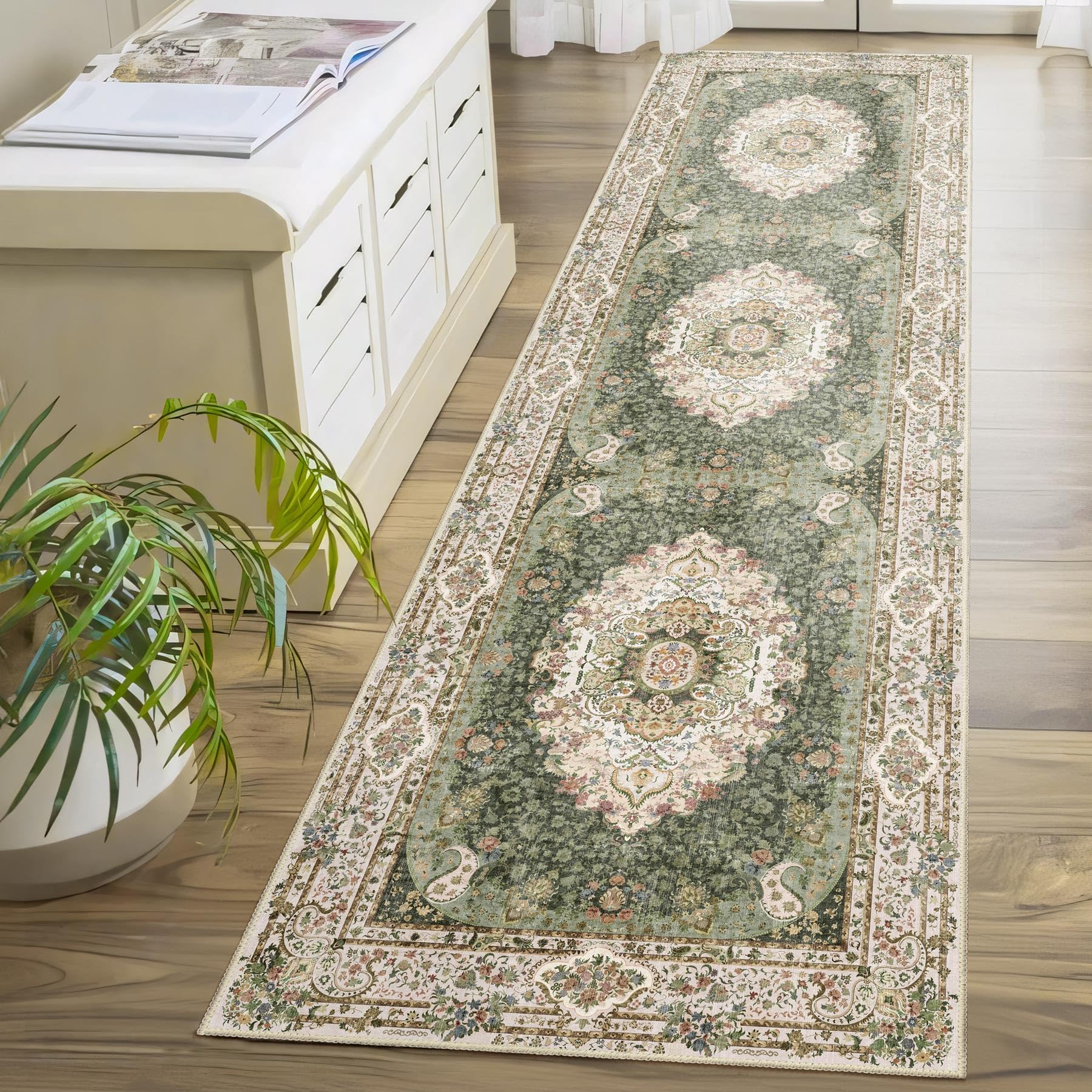 Amazon.com: Castage Washable Runner Rug 2x8,Green Rug Runners Non Slip ...