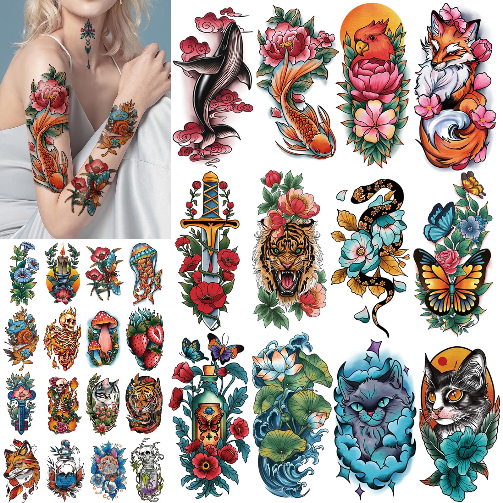 Smel Tattoos Amazon.com : 77 Sheets Tribal Temporary Tattoos For Men,
