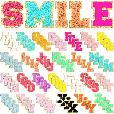 Amazon.com: 120 Pieces Chenille Patches Iron on Letter Chenille ...