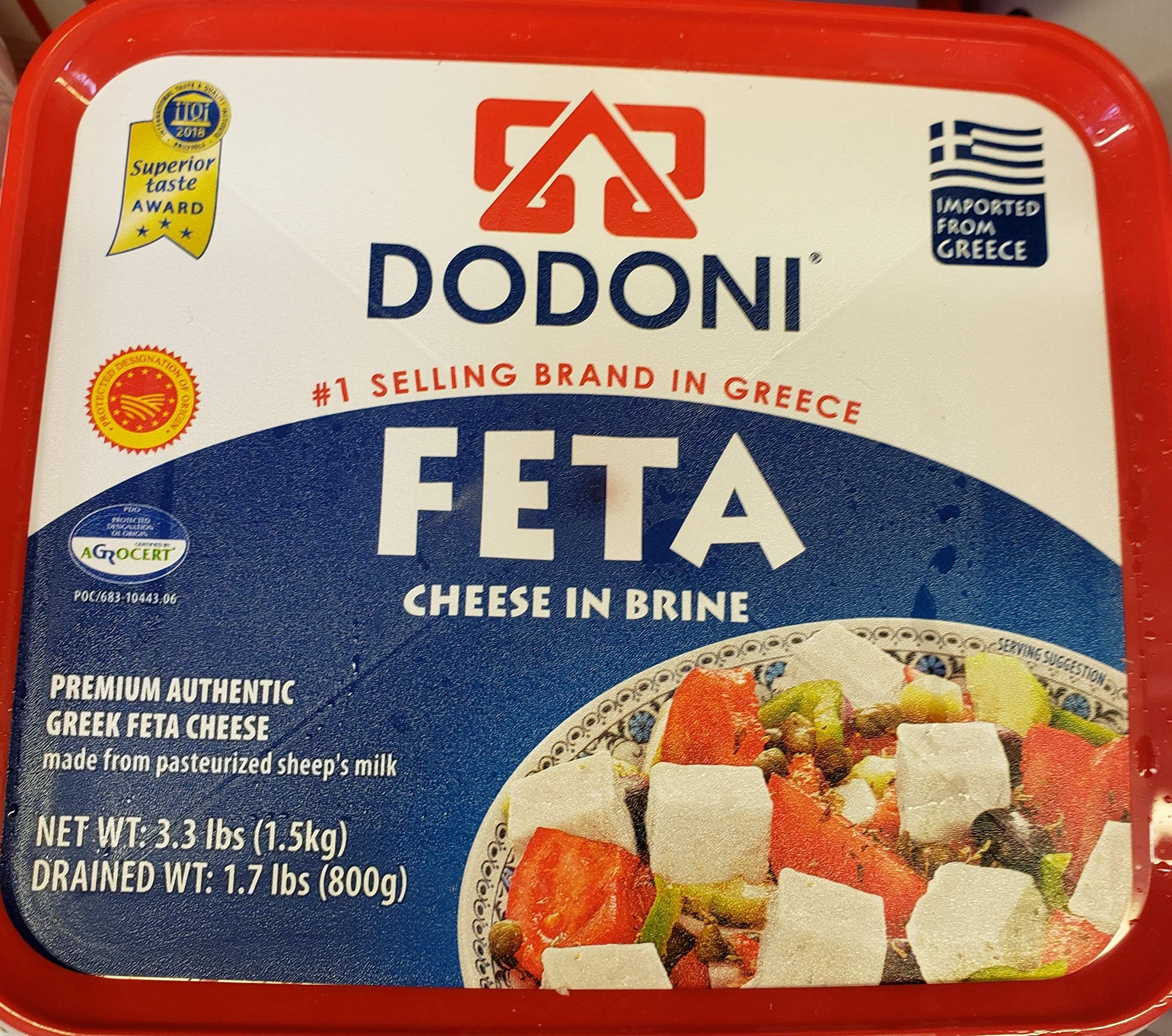 Amazon.com: Dodoni Feta Cheese in brine Premium Authentic Greek Feta ...