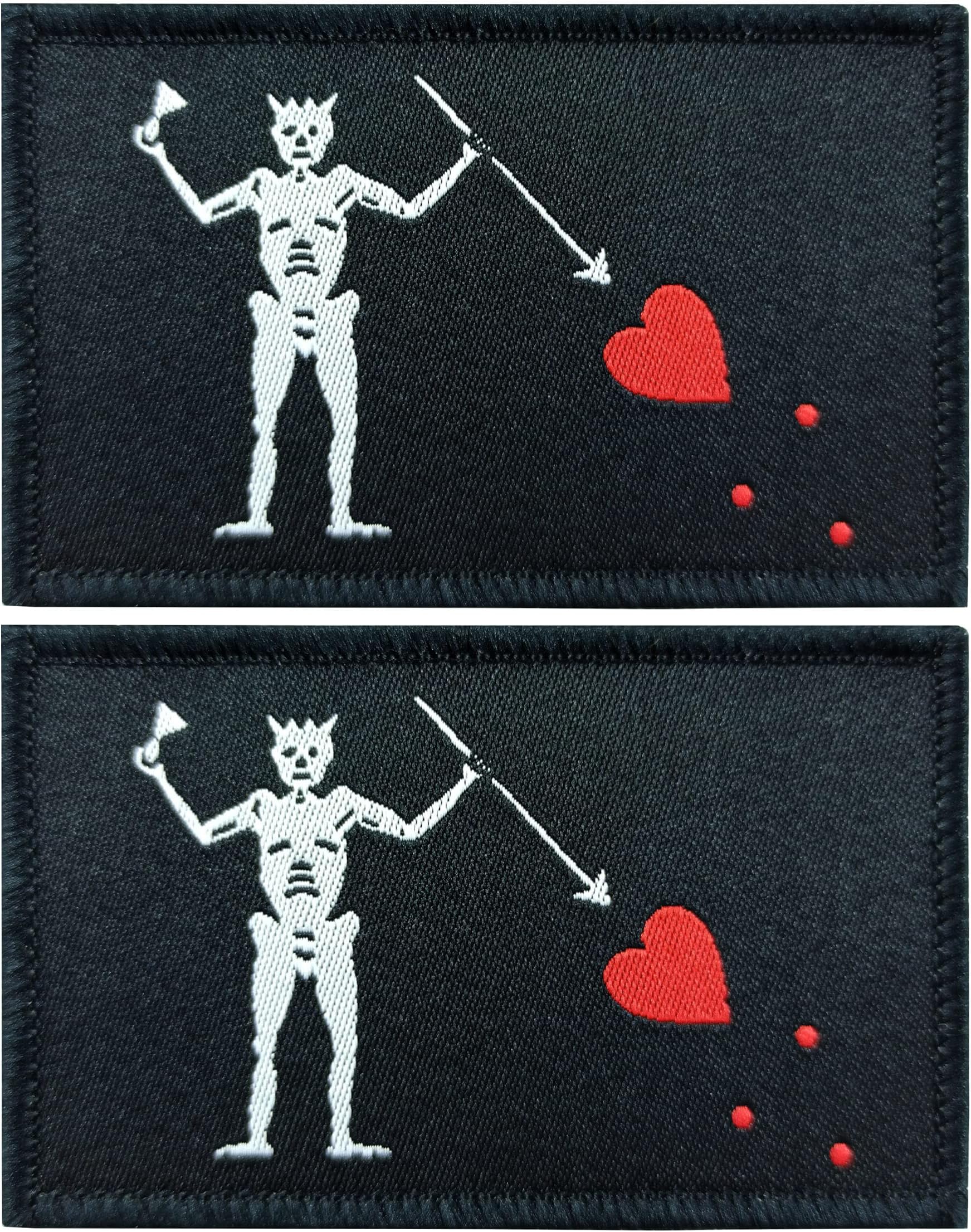 Amazon.com: 2 PCS AliPlus Blackbeard Flag Patches Edward Teach Patch Pirate Flag Patch ...