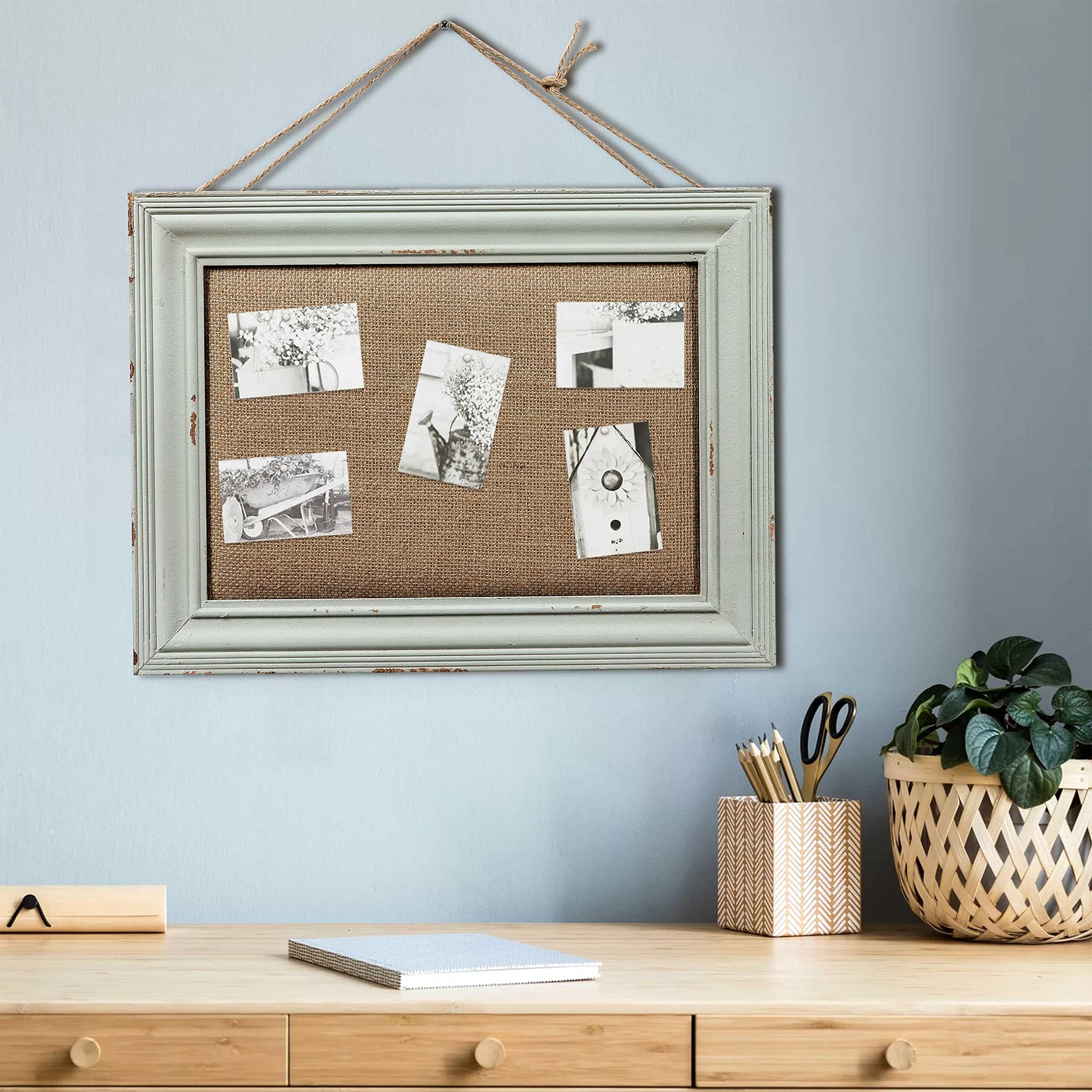 Sintosin Farmhouse Green Cork Notice Boards for Wall, 30 x 40 cm Cute ...