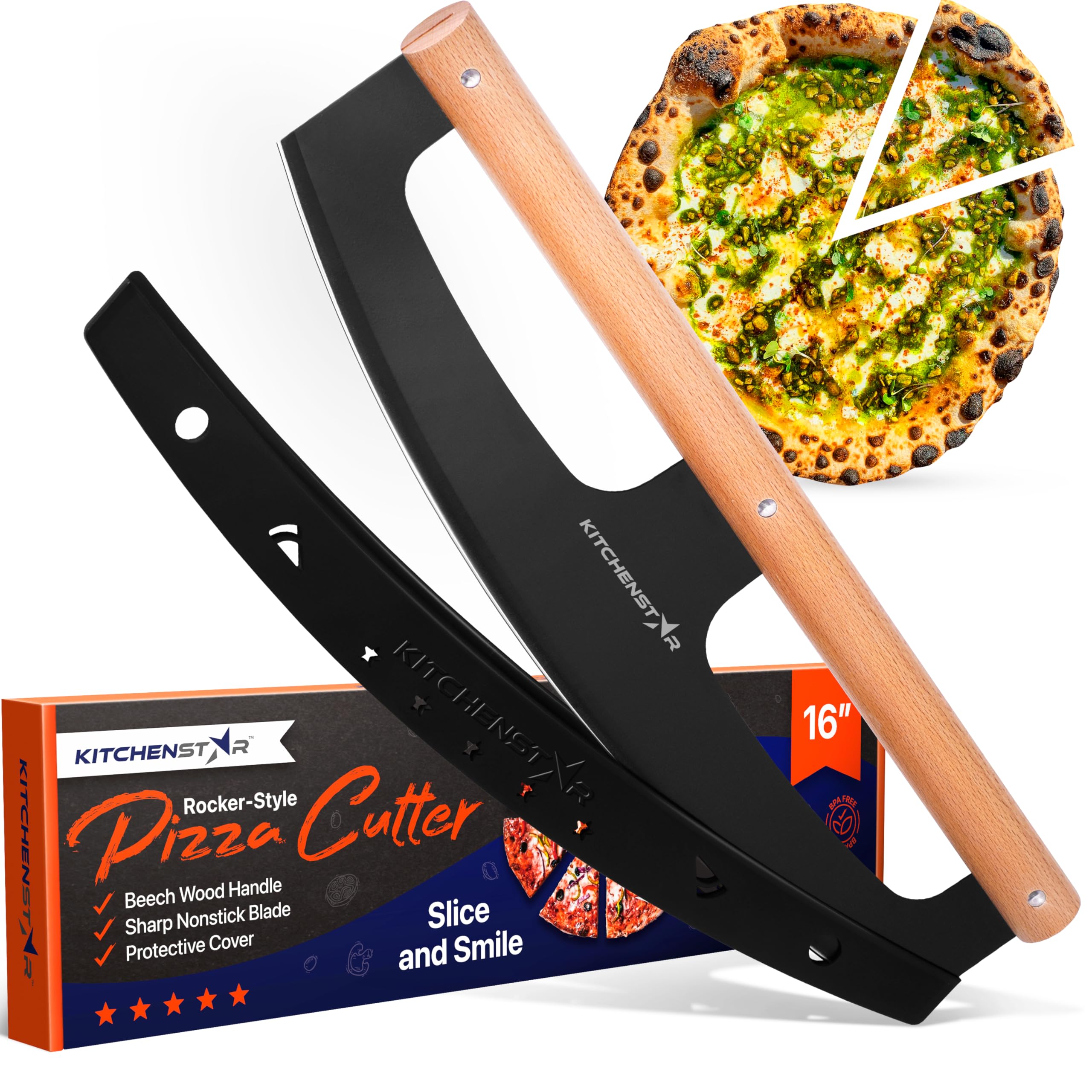 Amazon.com: 16" Pizza Cutter Rocker Blade - Razor Sharp Stainless Steel ...