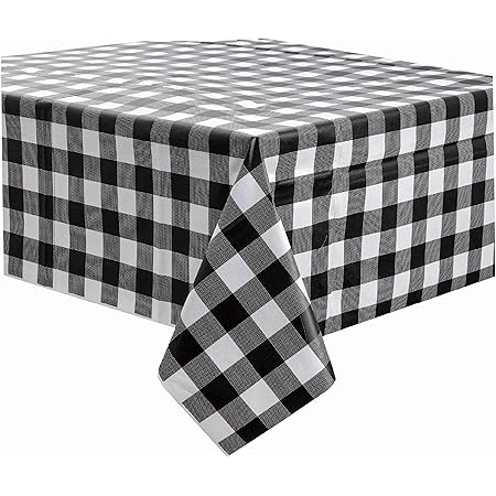 Amazon.com: Black Checkered Gingham 6 Pack Premium Disposable Plastic ...