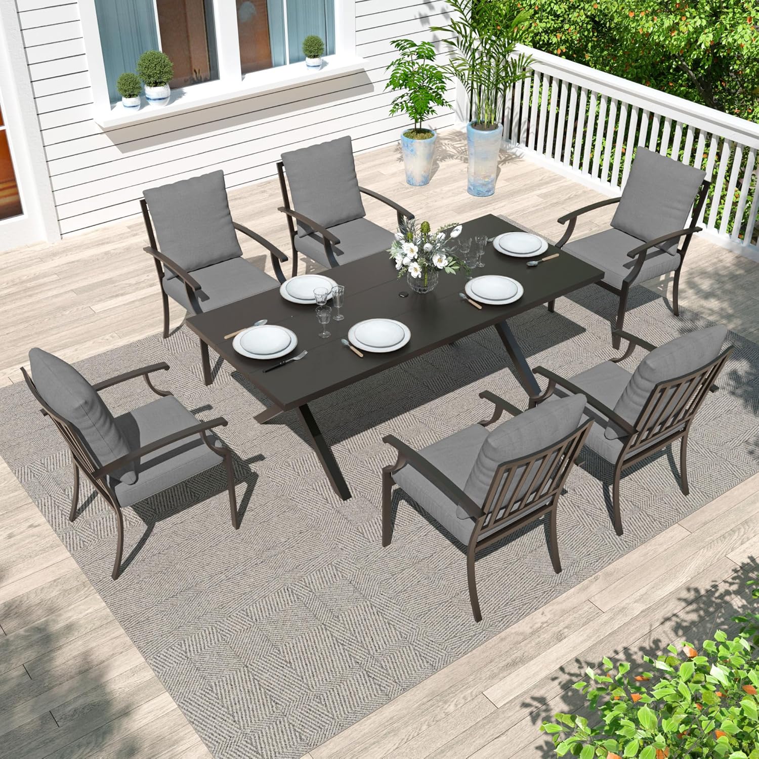 Gotland 7 Piece Outdoor Dining Table and Chairs for Philippines | Ubuy