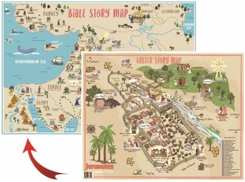 Bible Map - Fold Out Pamphlet, Illustrated Map for Kids, Teens and ...