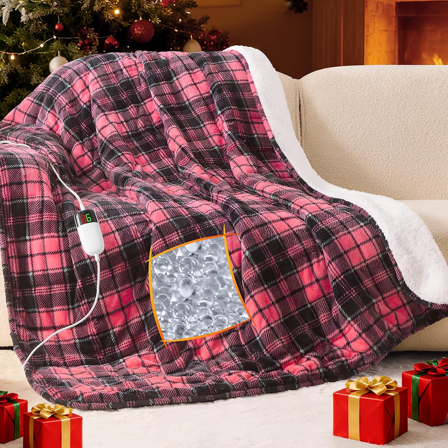 Amazon.com: Pink Heated Weighted Blanket for Adults Throw/Twin Size ...