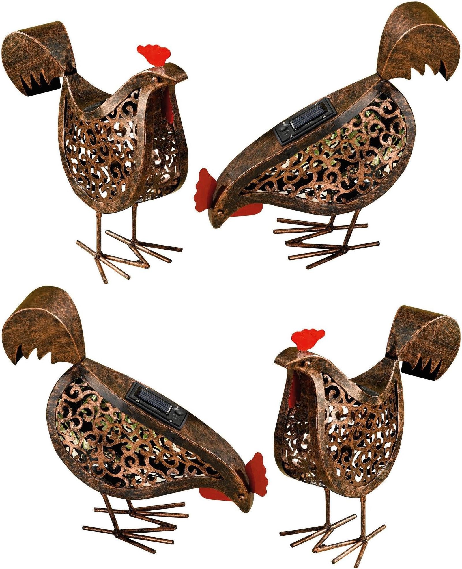 Smart Solar Metal Scroll Hens Ornamental Solar Garden Lights -2Pack ...