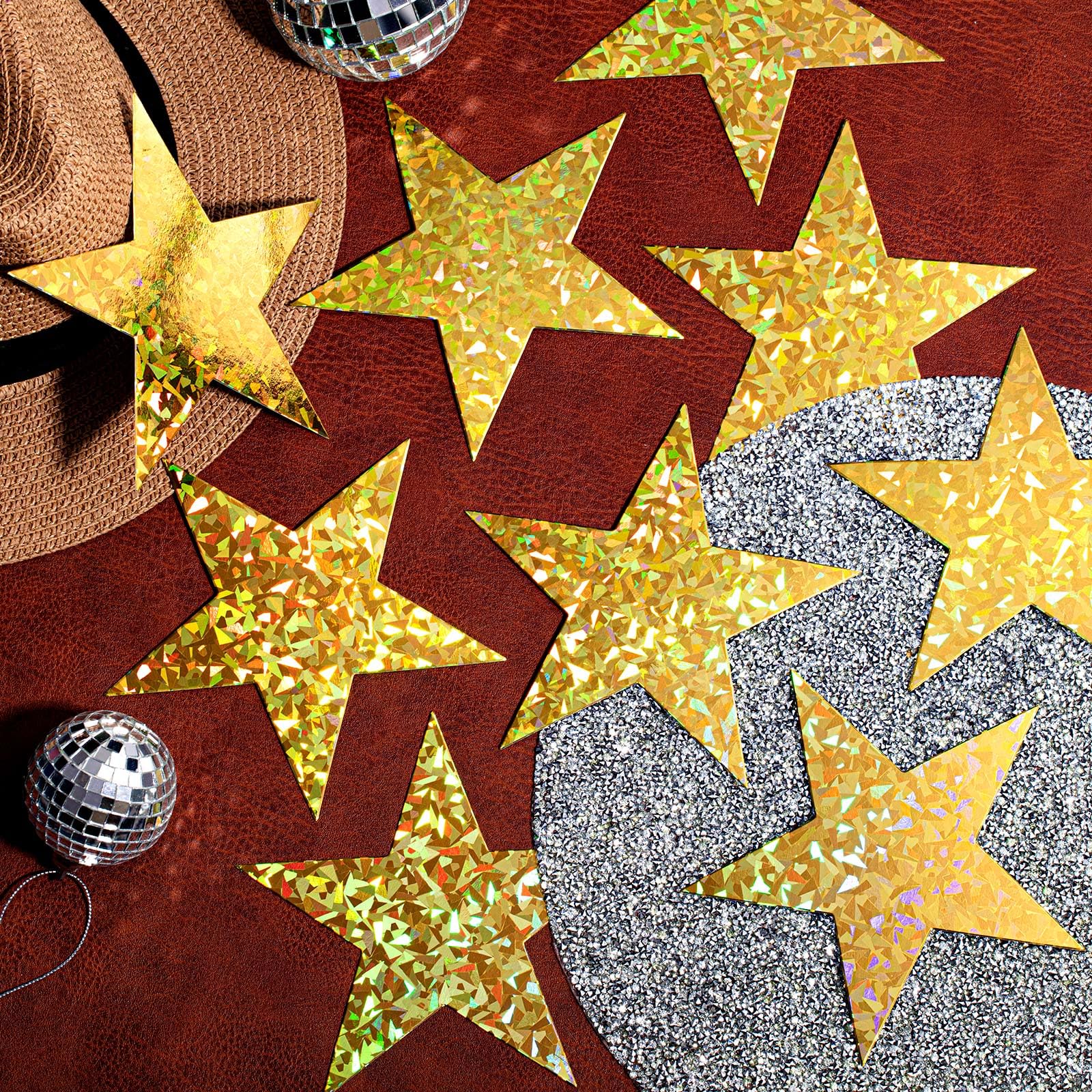 Snapklik.com : Leinuosen 80 Pieces Stars Cutouts Glitter Double Printed ...