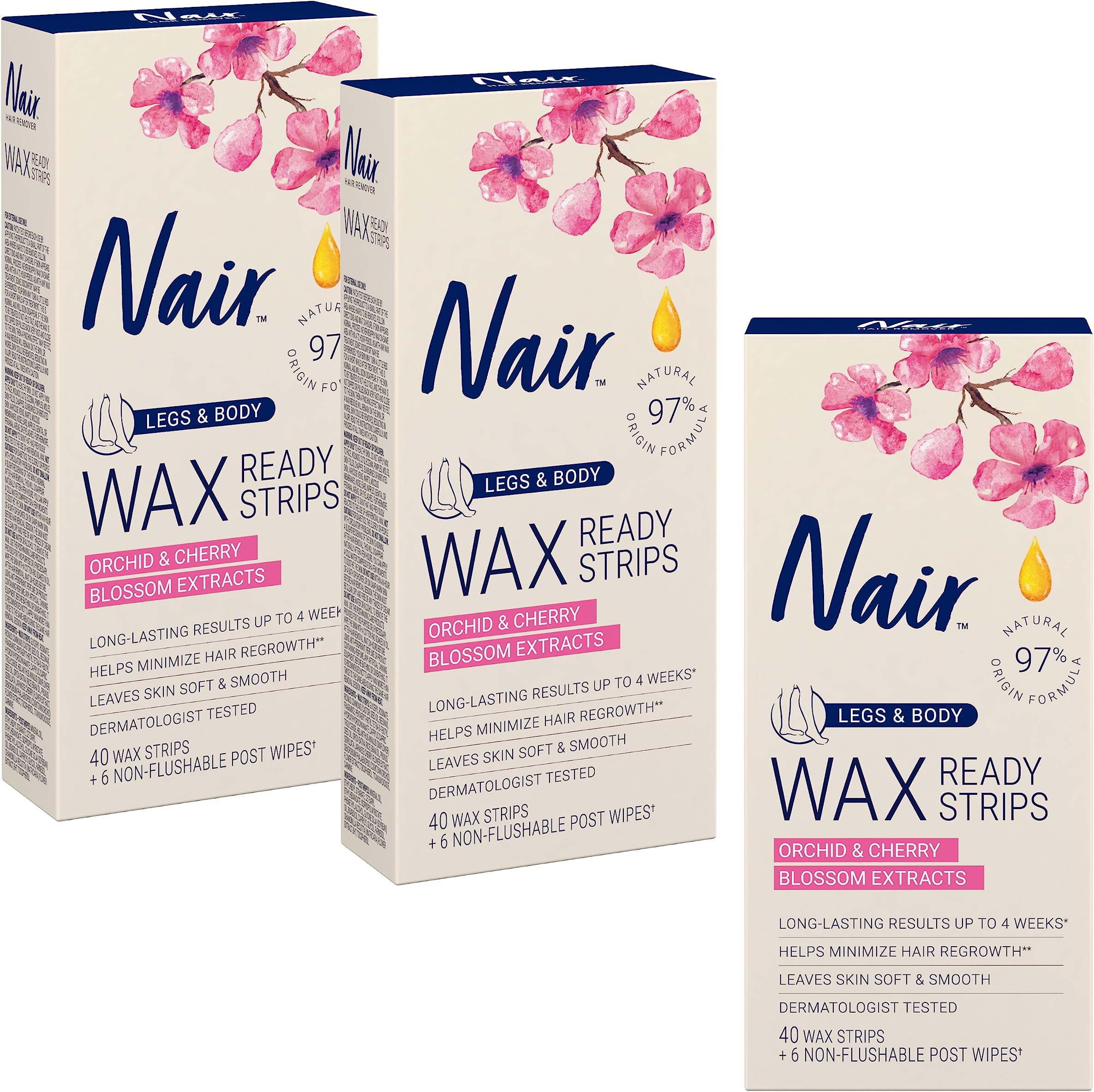 Amazon.com : Nair Hair Remover Wax Ready Strips for Legs & Body, No ...