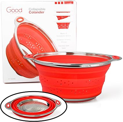 Collapsible Silicone Colander with Stainless Steel Base by Good Cooking ...