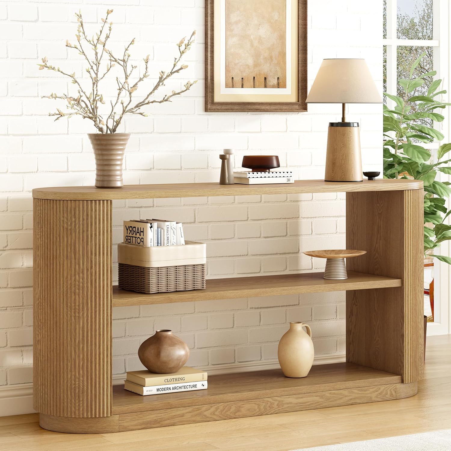 Amazon.com: BSYEIO Modern Curved Console Table for Entryway, Farmhouse ...