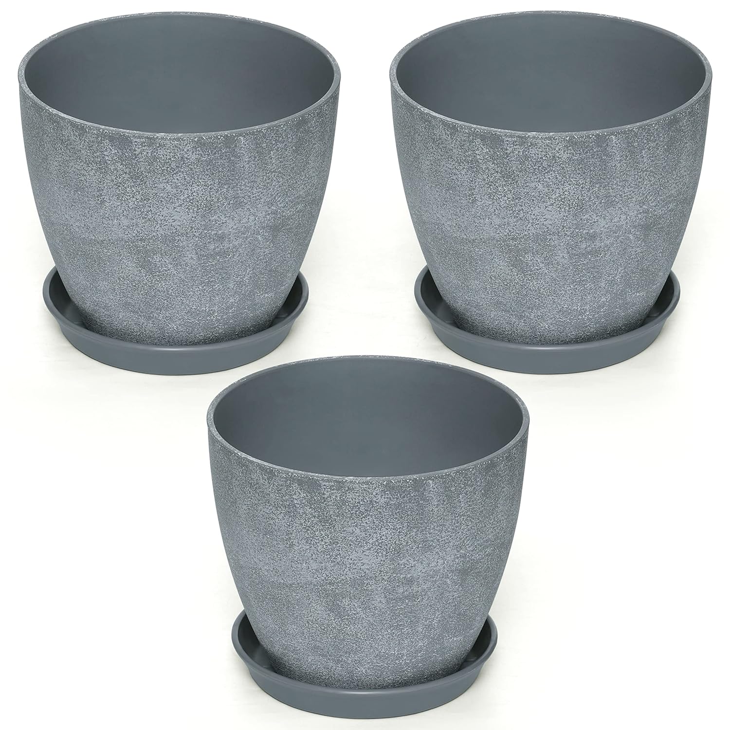 Amazon Brand – Umi Flower Pots with Bottom Plate Tray 3 Pcs Cement ...