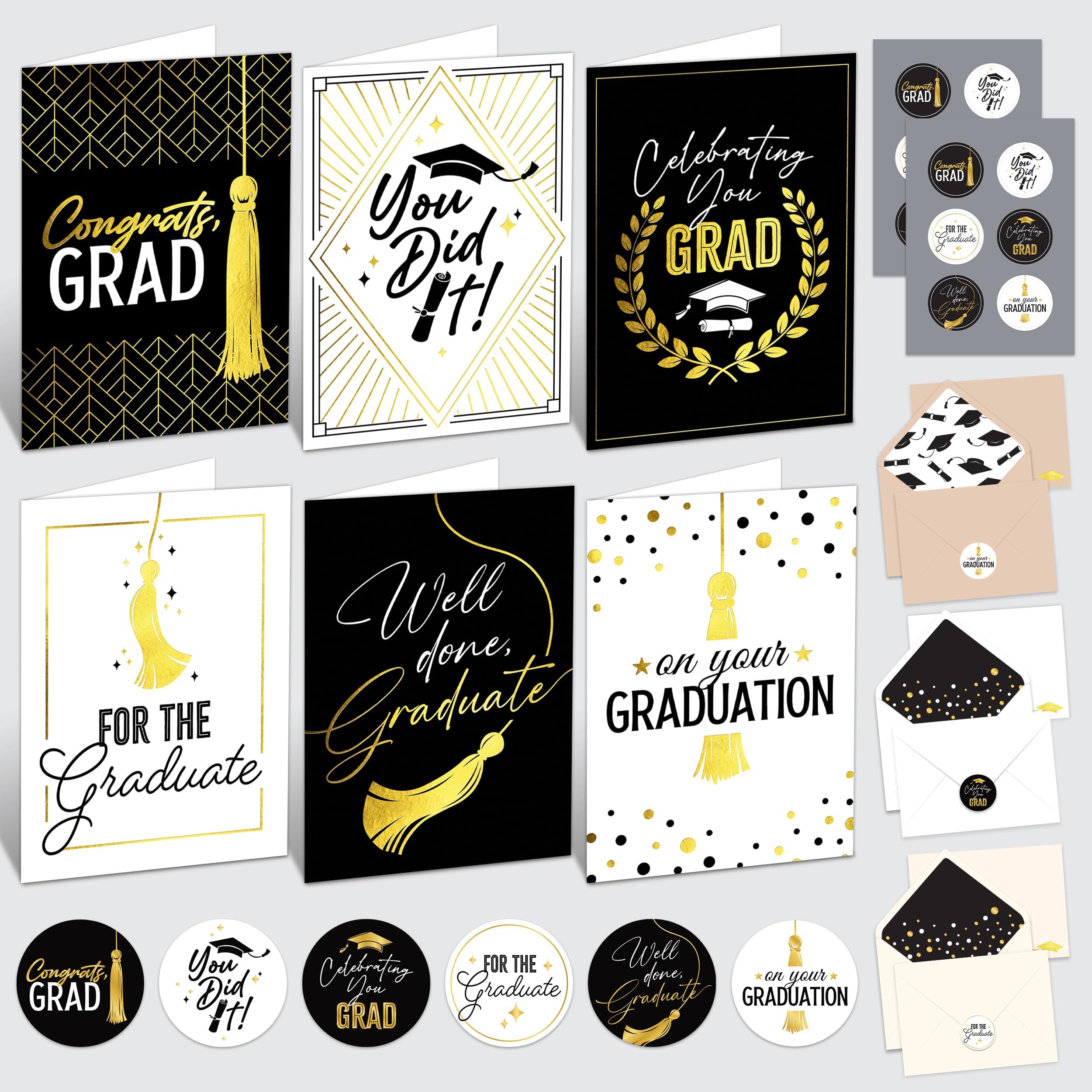 Amazon.com : Hallmark Graduation Cards Bulk Assortment, Black and Gold ...