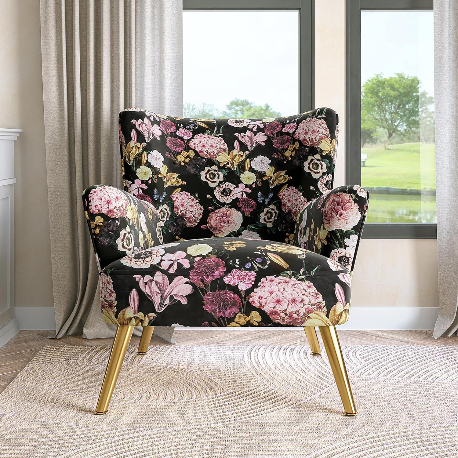 Amazon.com: BELLEZE Modern Accent Chair, High Back Floral Pattern ...