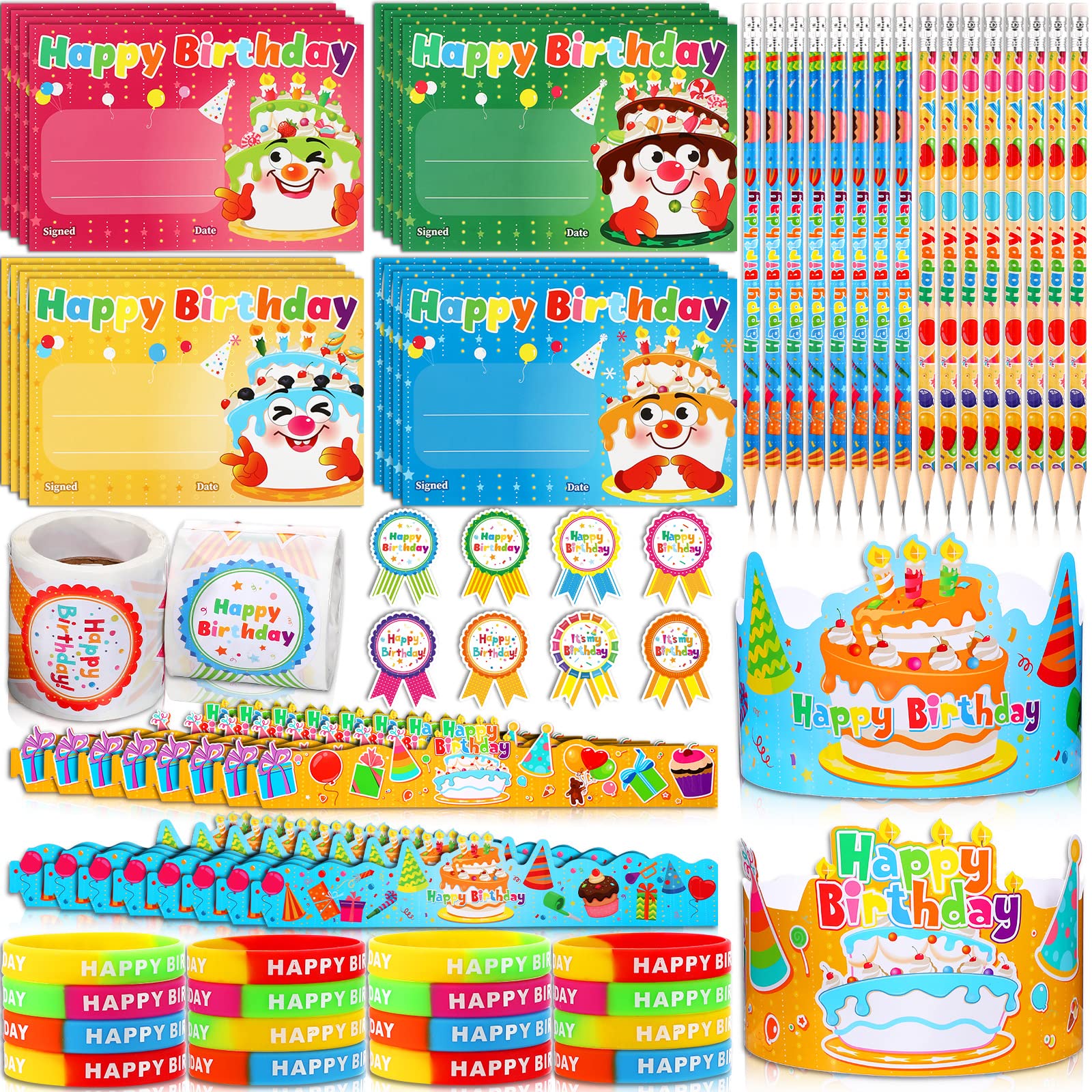 Birthday Crowns 96 Pcs Happy Birthday Classroom Kit - Adjustable Crowns ...
