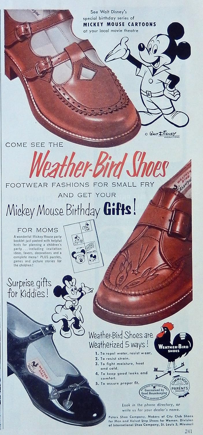 Amazon.com: Weather Bird Shoes. 50's Print ad. Color Illustration ...