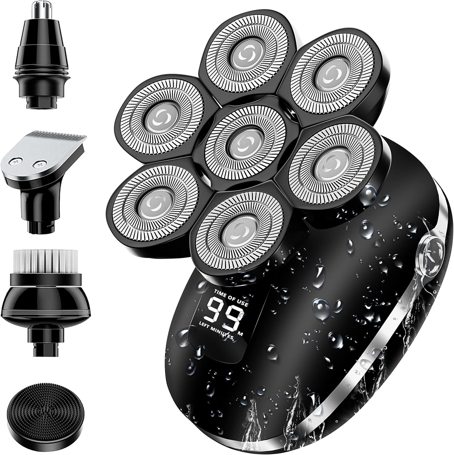 Amazon.com: AEJENNIO Men Electric Head Shaver 7D Wet/Dry Waterproof LED ...