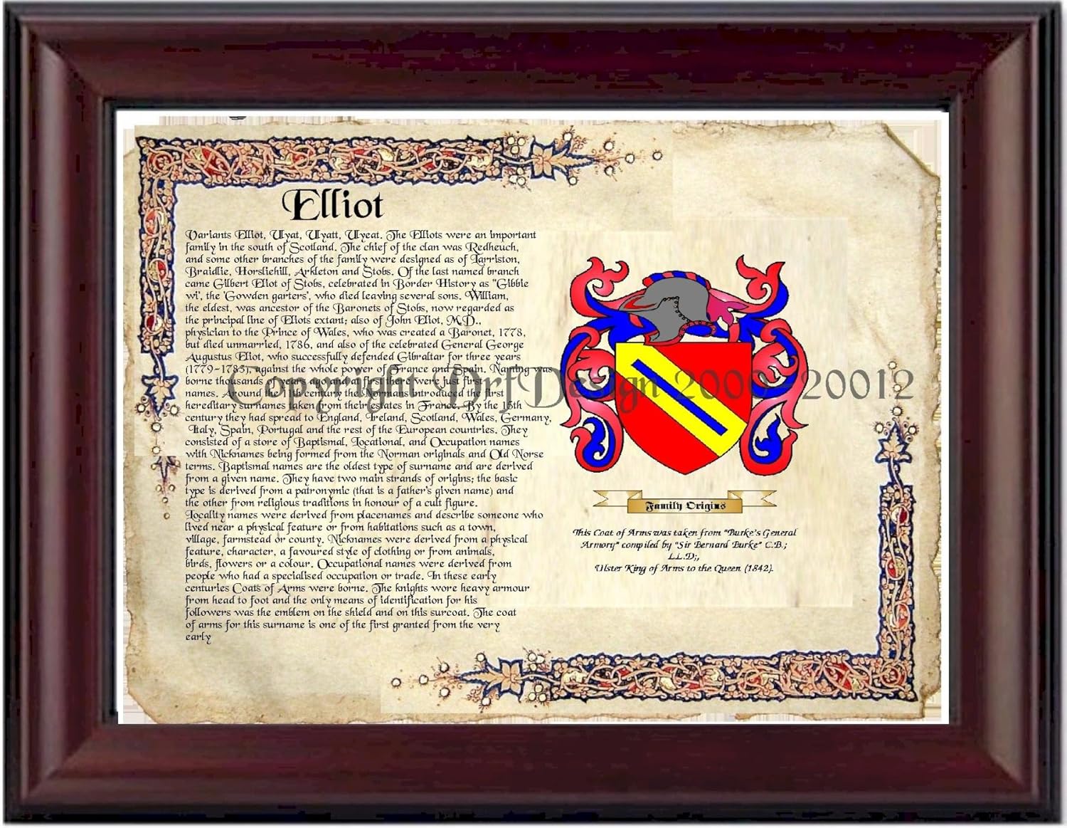 Amazon.com: Elliot Coat of Arms/ Family Crest on Fine Paper and Family ...