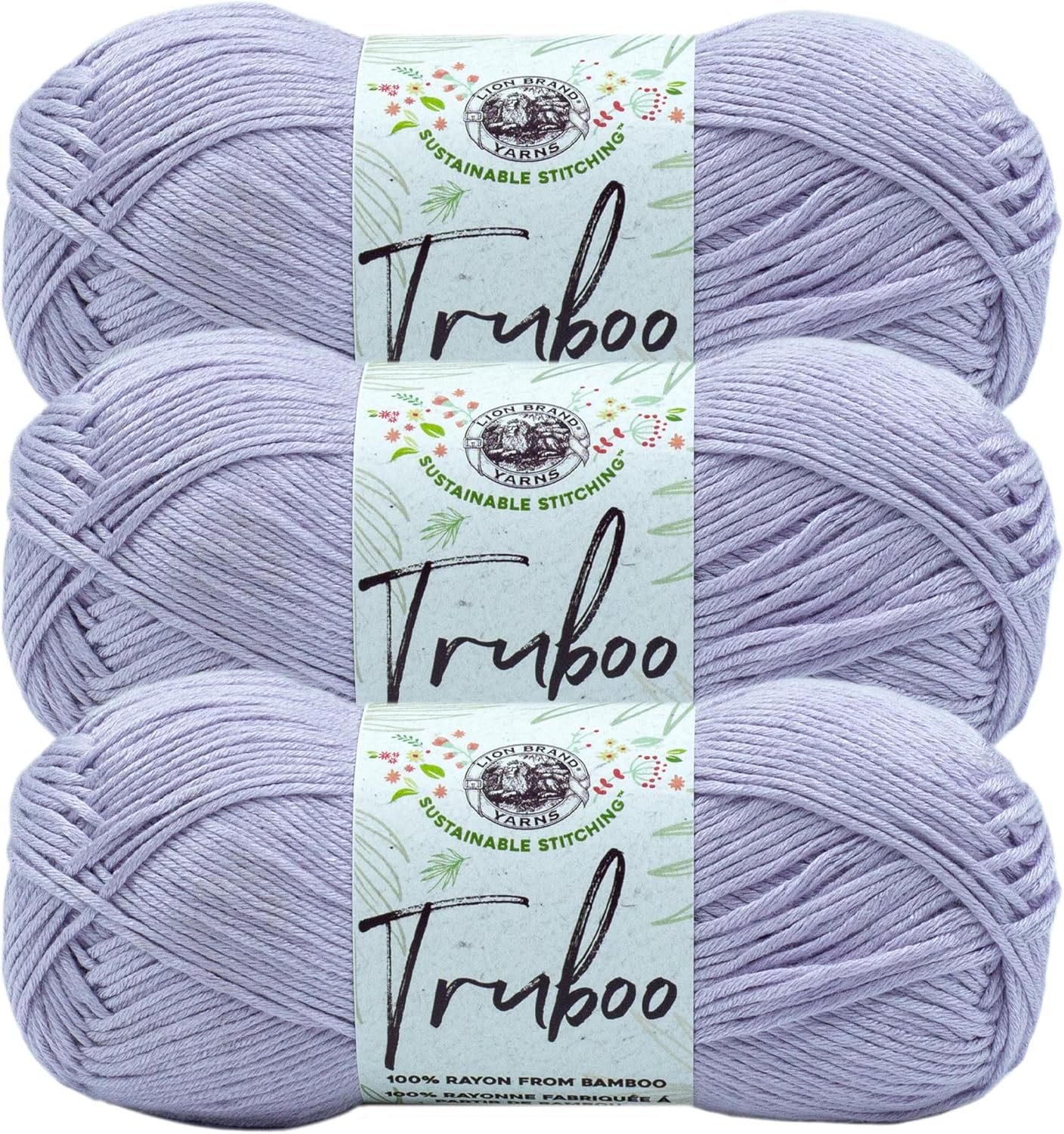 Amazon.com: (3 Pack) Lion Brand Yarn Truboo Yarn, Lilac