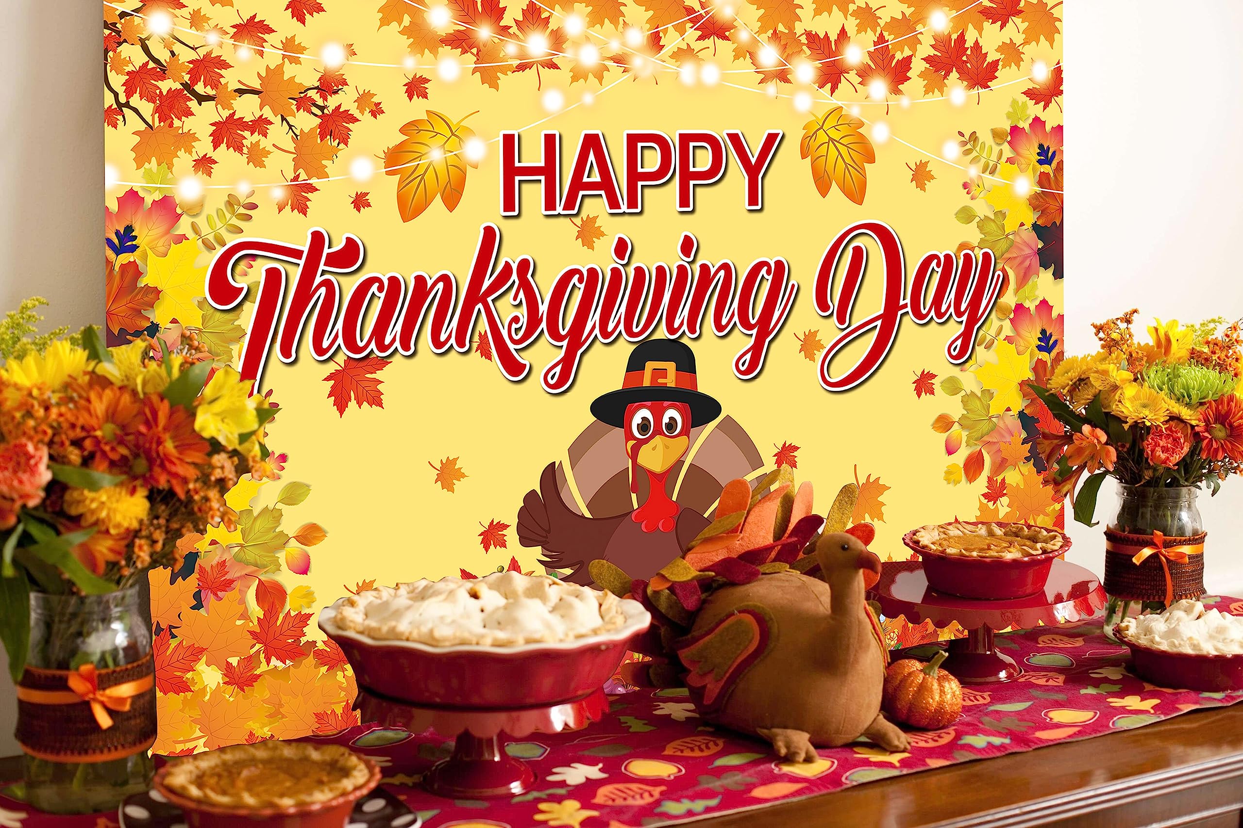 Snapklik.com : Happy Thanksgiving Backdrop 6x4FT Fall Pumpkin Maple ...