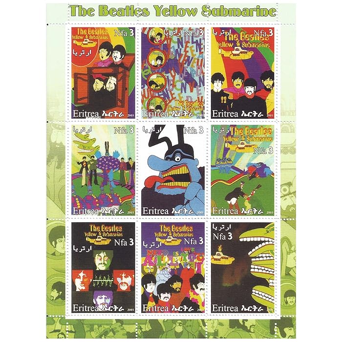Buy The Beatles Yellow Submarine stamp sheet with 9 mint stamps ...