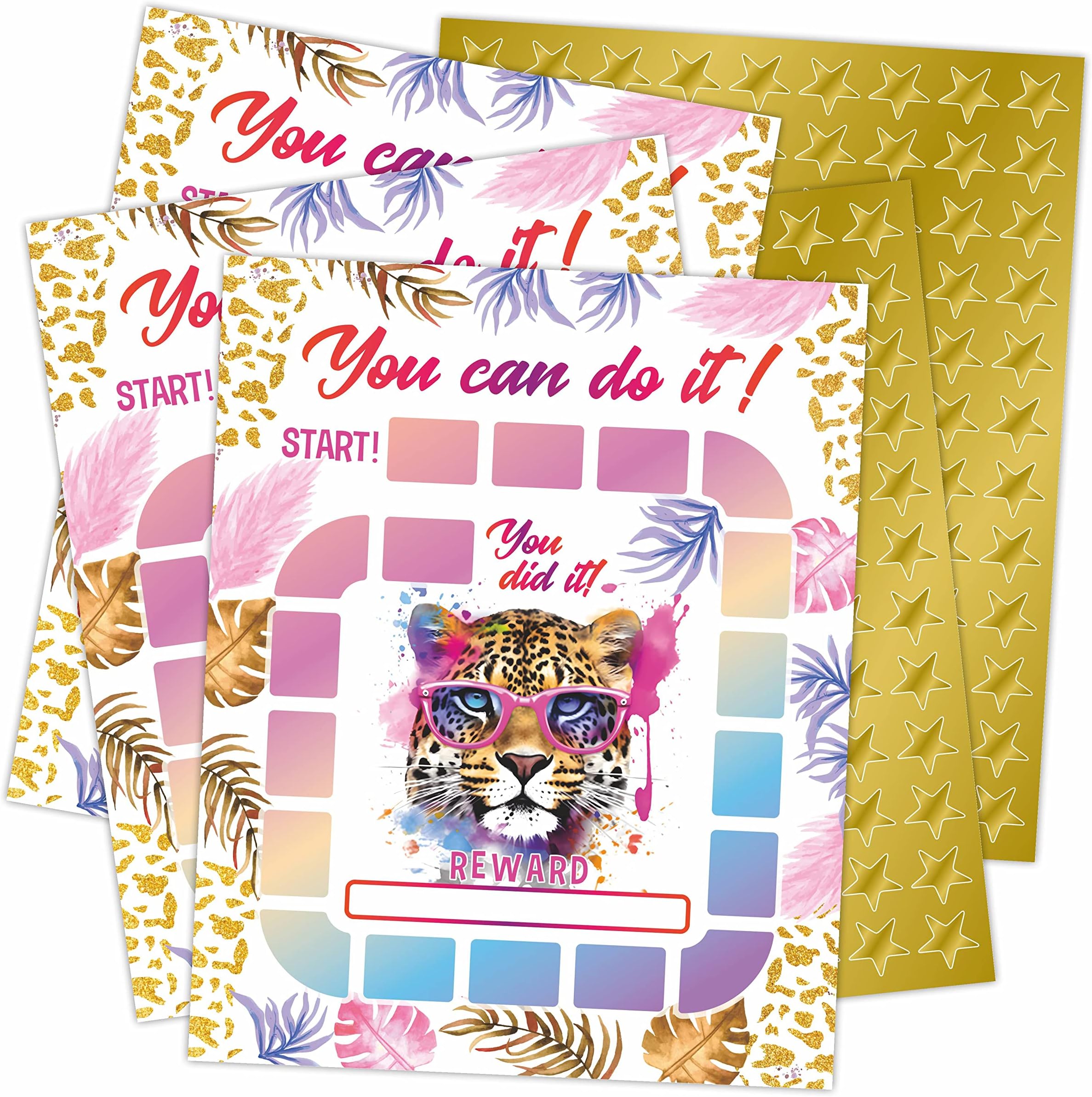 Amazon.com : Reward Chart Set - Leopard Theme - 10 Charts with 216 ...
