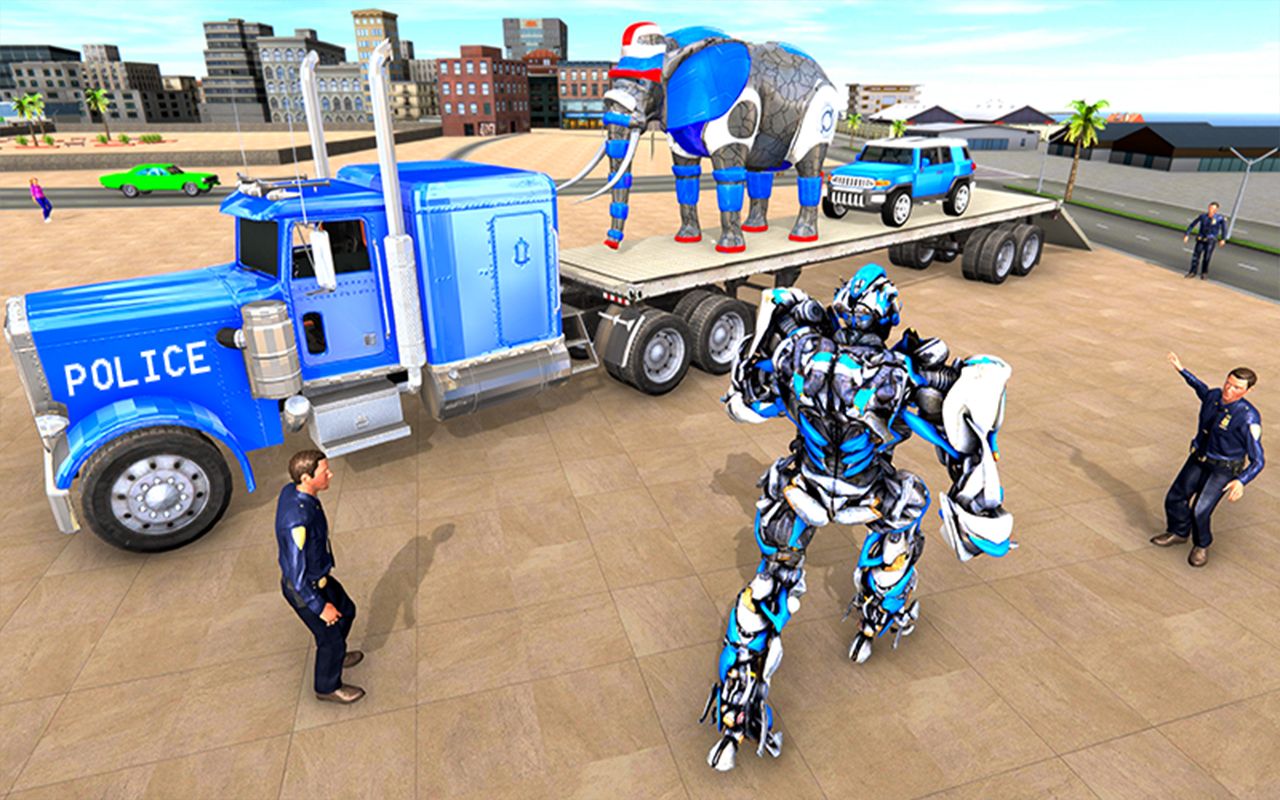 US Police Elephant Robot Transform Car Driving Games: Superhero Robots ...