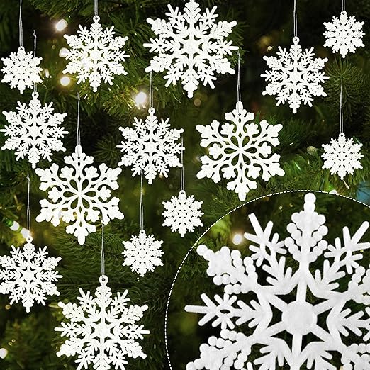 Amazon.com: Christmas Snowflake Decorations Indoor, 36pcs White Flocked ...