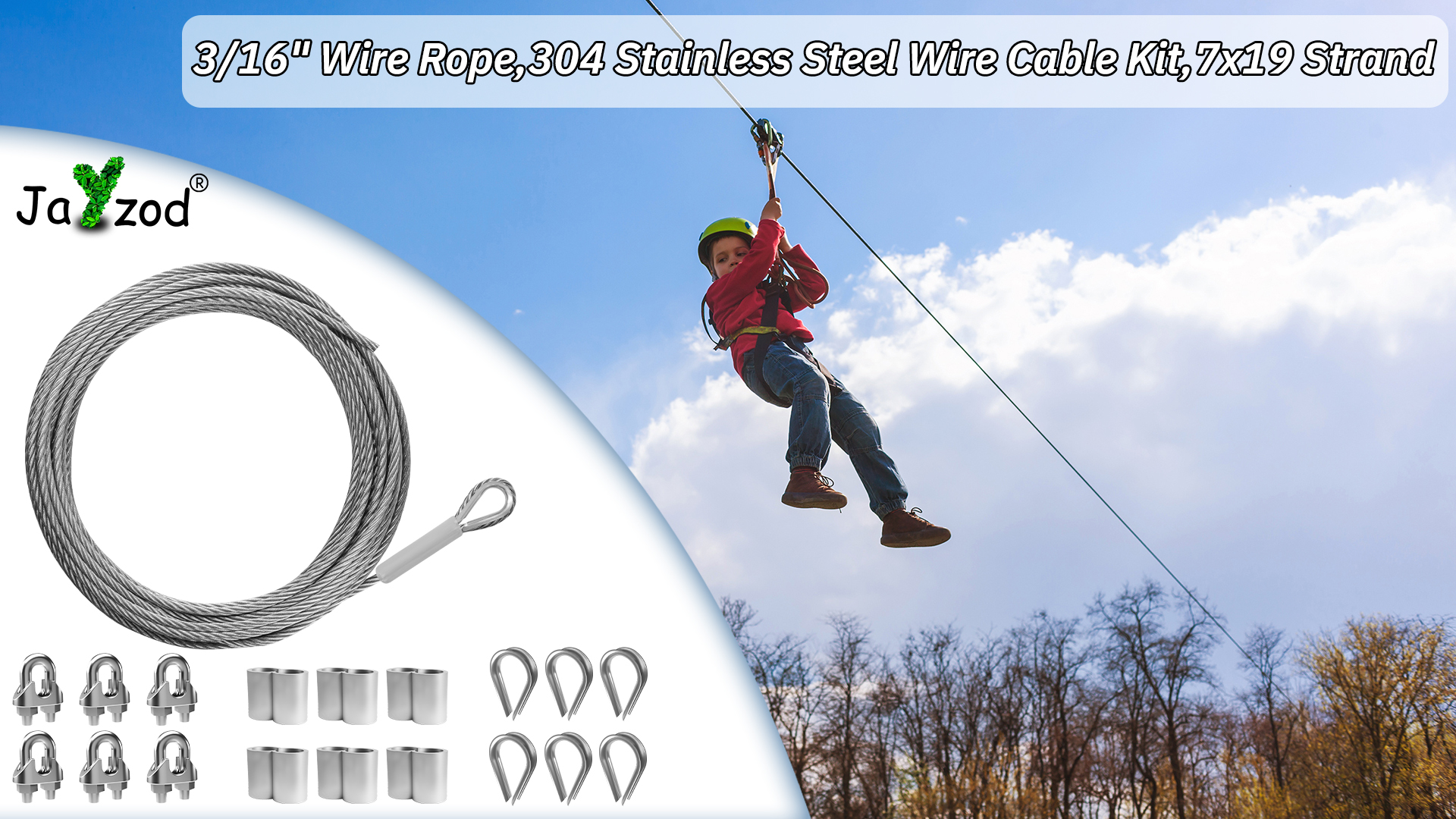 Watch 3/16" Wire Rope,304 Stainless Steel Wire Cable Kit on Amazon Live