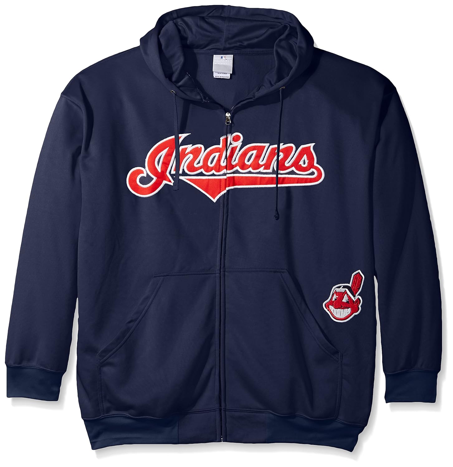 MLB Cleveland Indians Men's Full Zip Poly Fleece with Wordmark Chest ...