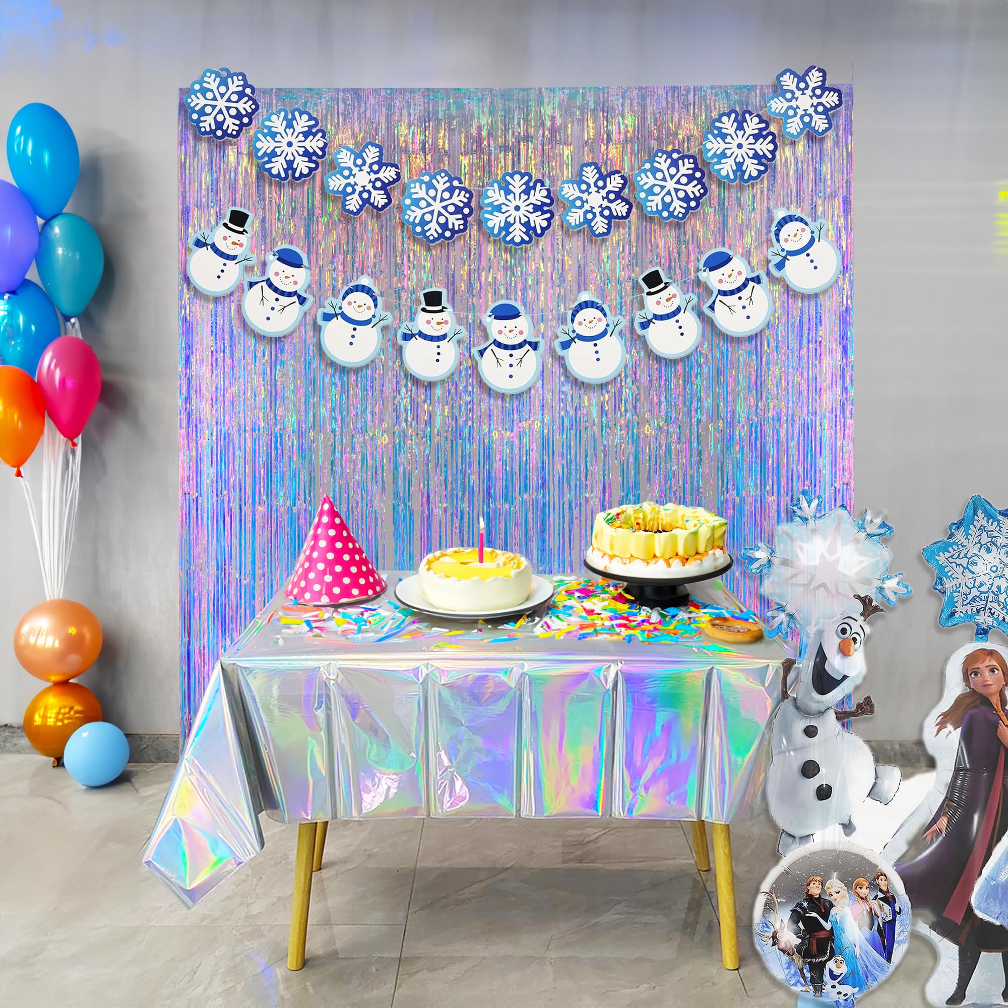 Snapklik.com : Iridescent Party Streamers Backdrop - Neon Transparent ...