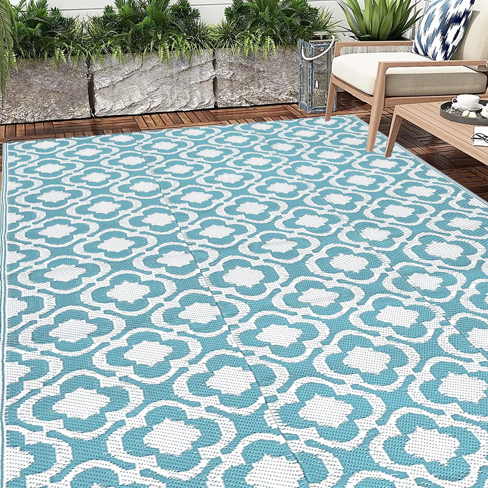 Amazon.com: Reversible Outdoor Rugs Striped Carpet for Patio RV Camping ...