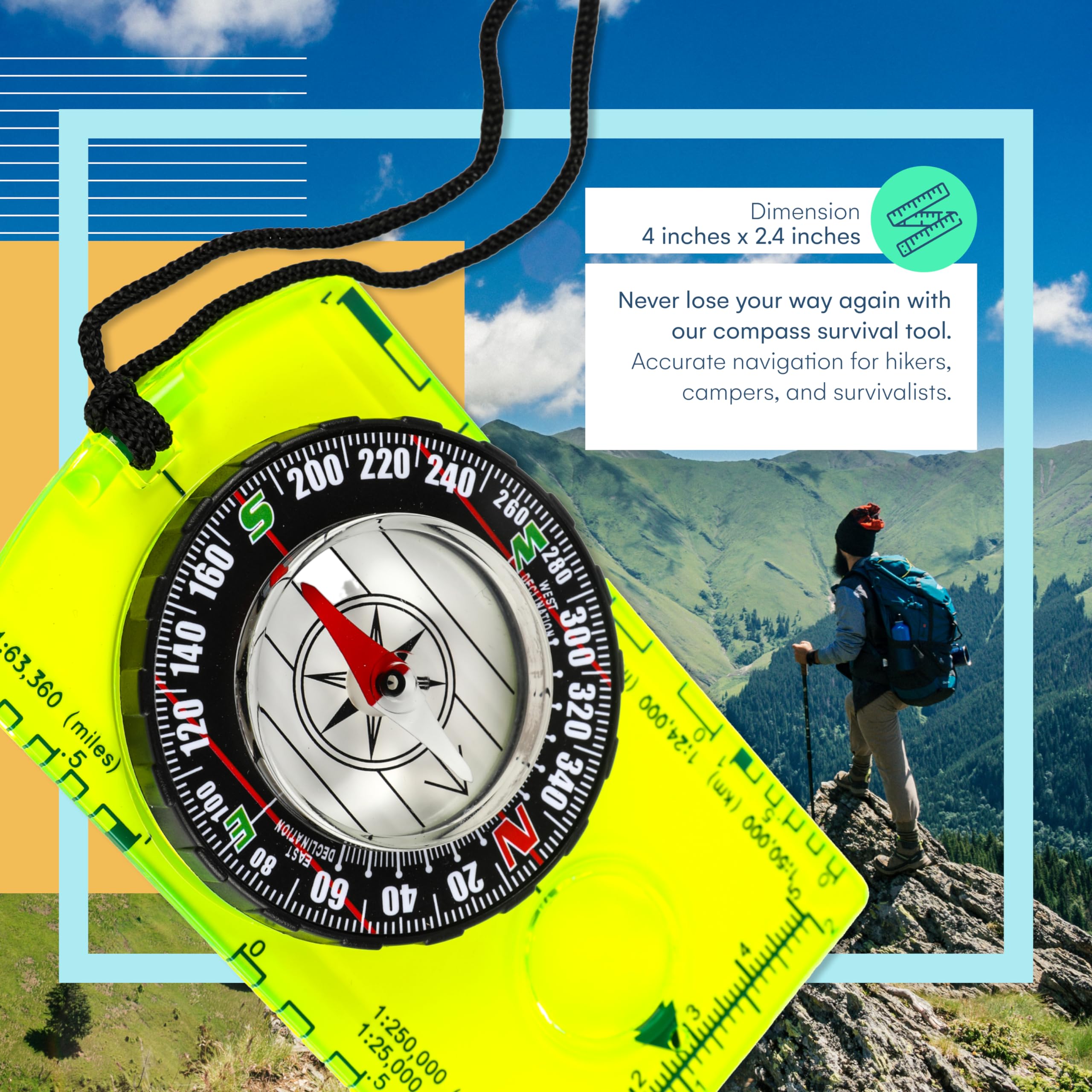Snapklik.com : Acoway Orienteering Compass Hiking Backpacking Compass ...