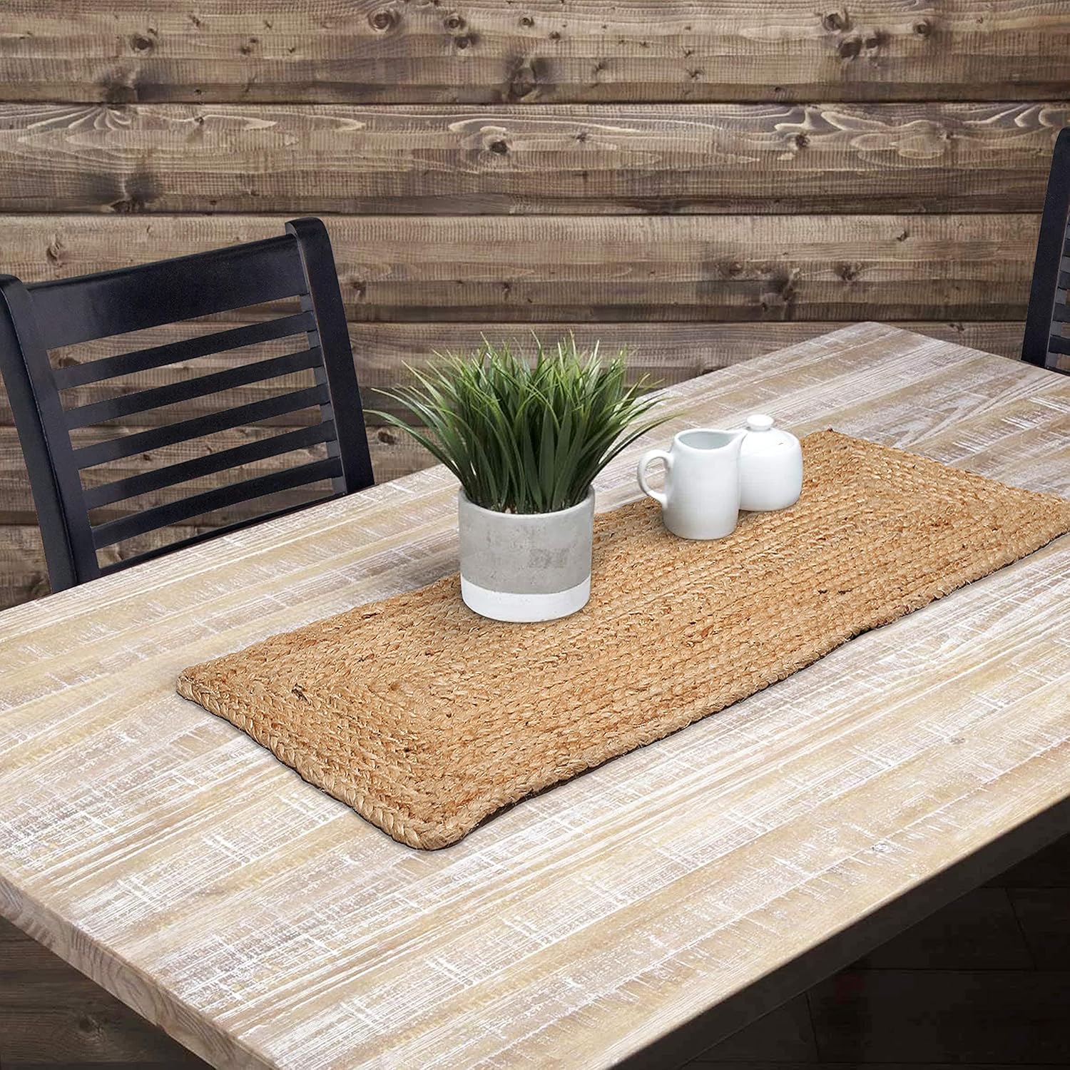 Amazon.com: Reversible Natural Jute Braided Table Runner, Farmhouse ...