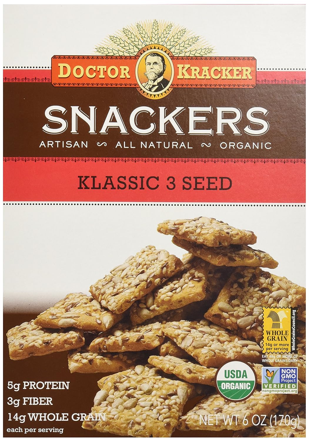 Amazon.com: Doctor Kracker Organic Snackers, Seed Trio, 6 Ounce
