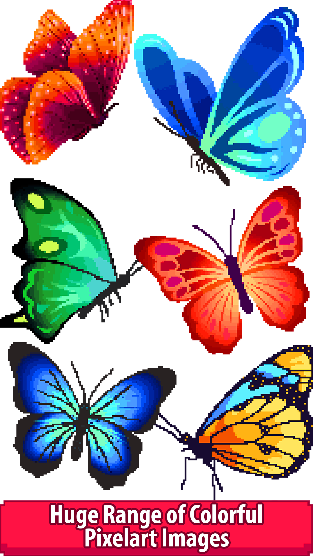 Butterfly Pixel Art - Paint by Number, Sandbox Coloring Pages - App on ...