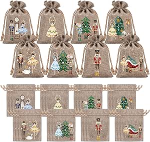 Amazon.com: Whaline 24Pcs Christmas Nutcracker Burlap Gift Bags with ...