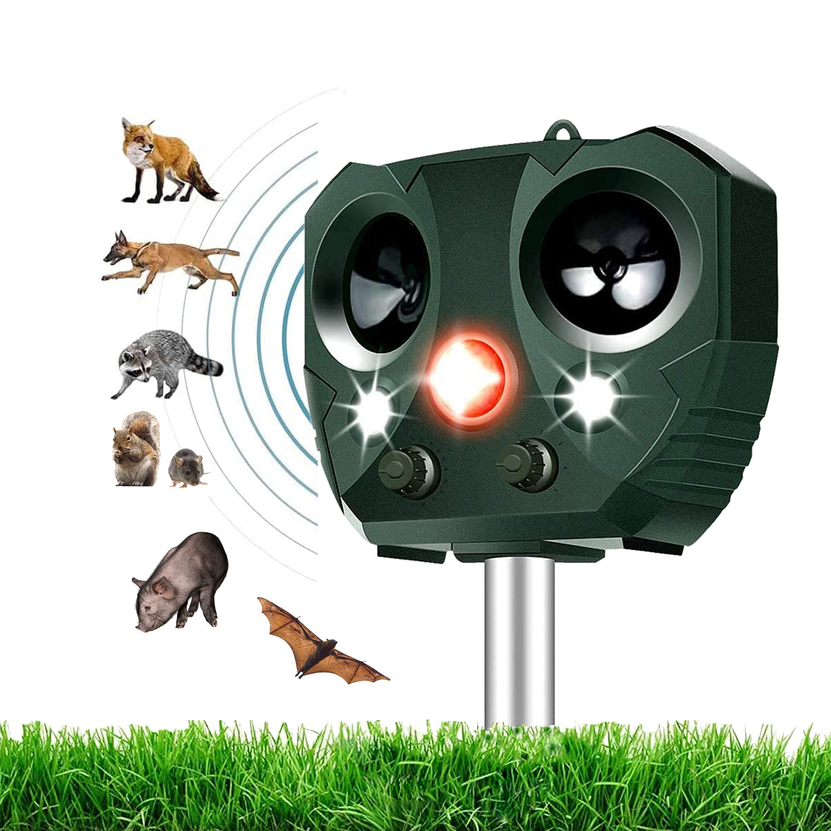 Deer Deterrent Devices Solar Powered Animal Deterrent - Ultrasonic Pest ...