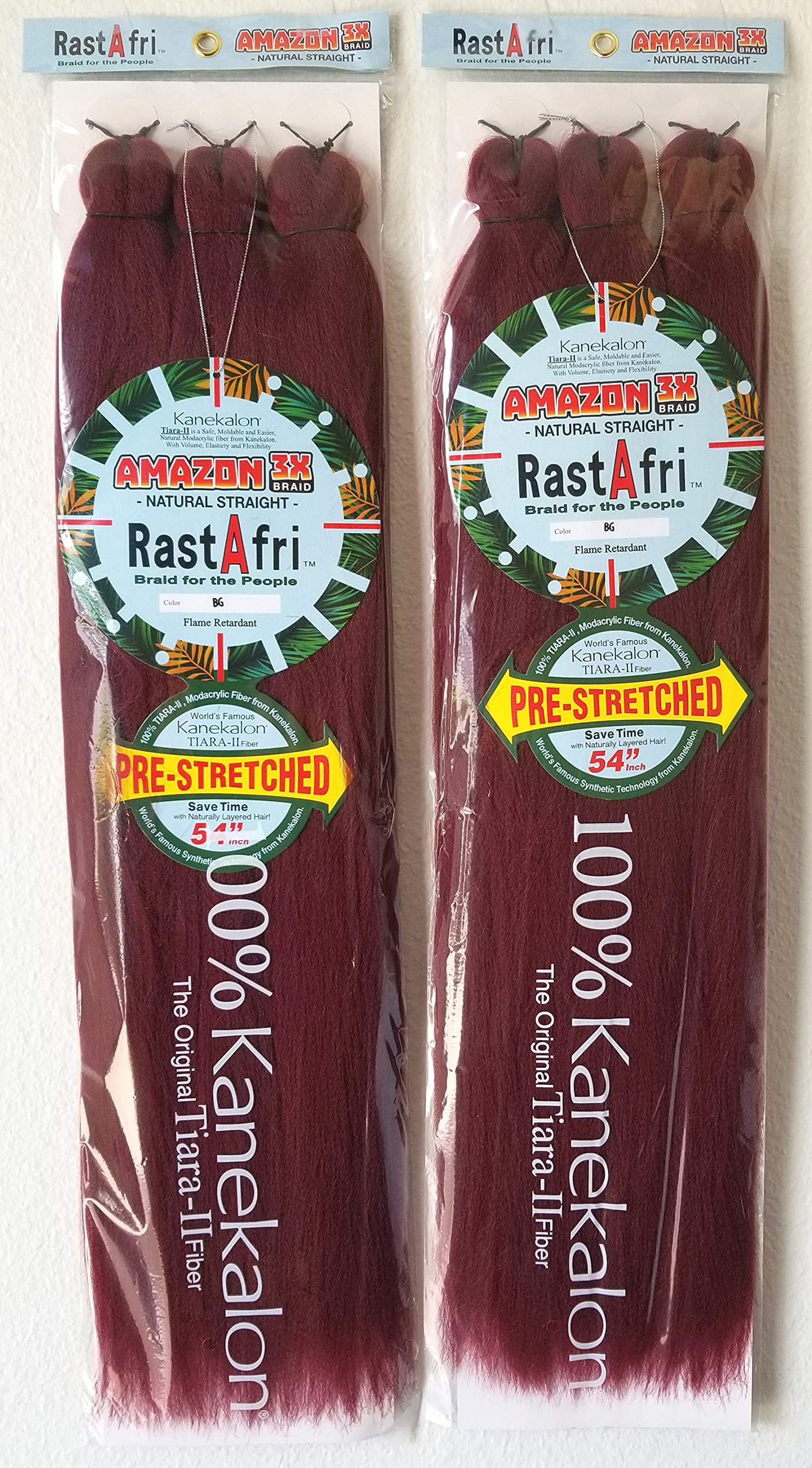 Amazon.com : RastAfri Amazon 3X Braid 54" Pre-stretched [2 PACK] (BG ...