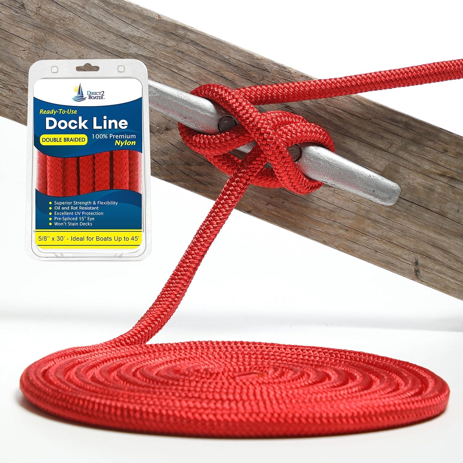 Amazon.com: 1/2" x 30' - Red Double Braided Nylon Dock Line - for Boats ...