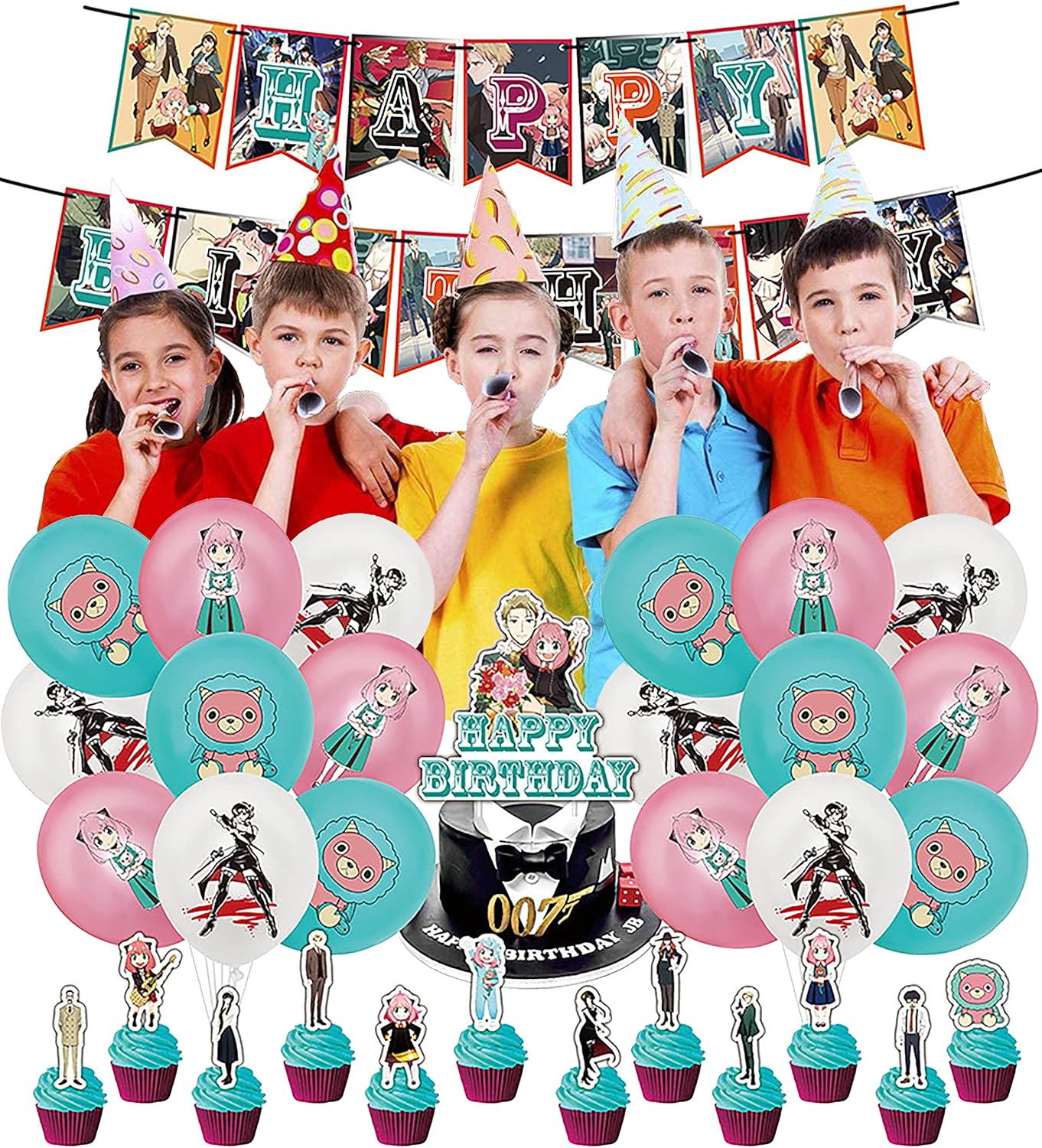 Party Supplies Spy Family Cake Topper Spy Family Birthday Decorations Spy Family Balloons Spy ...