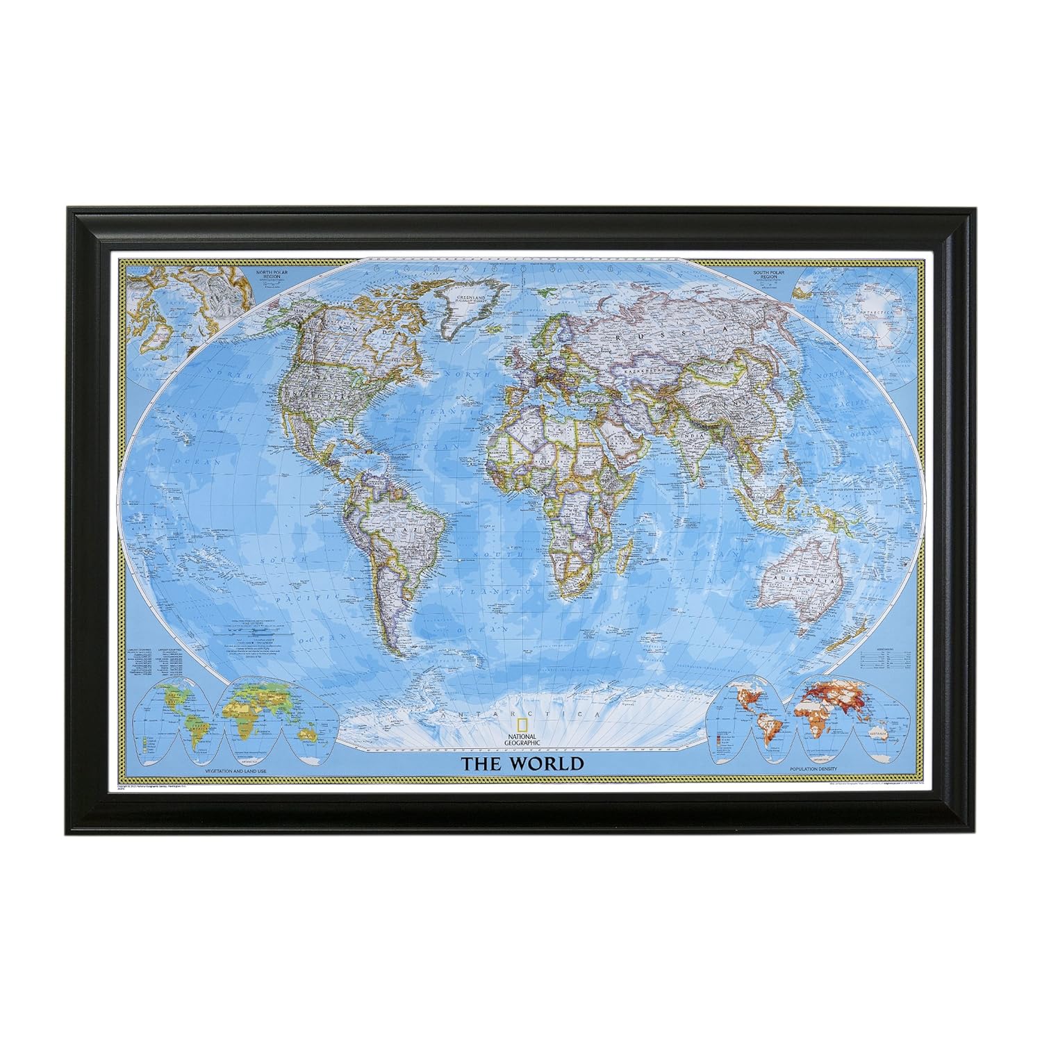 Amazon.com - Push Pin Travel Maps - Classic World - Black Frame Framed ...
