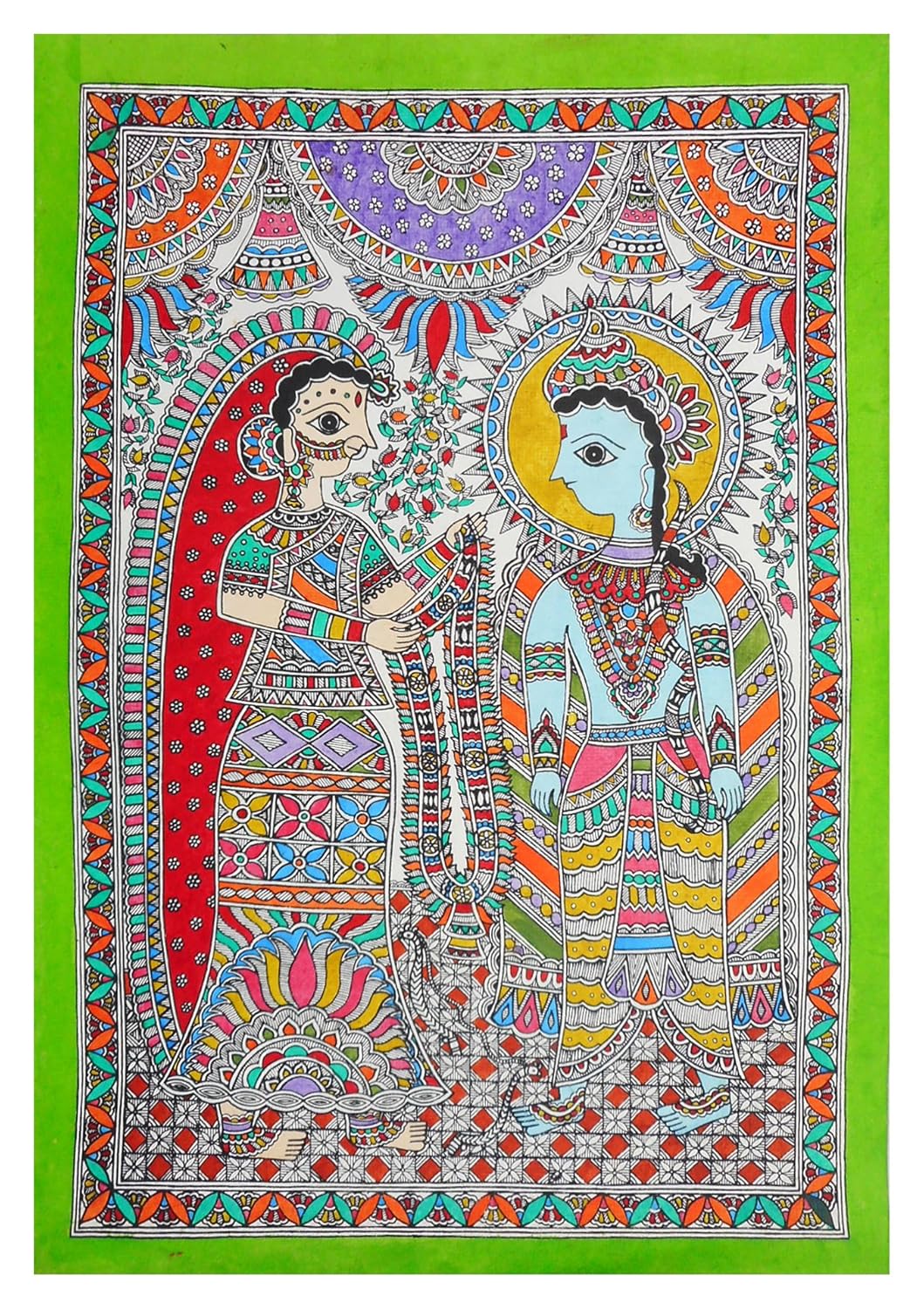 Mithila Kala by Kalpana Saha Paper Varmala Painting (56 cm x 0.1 cm x ...