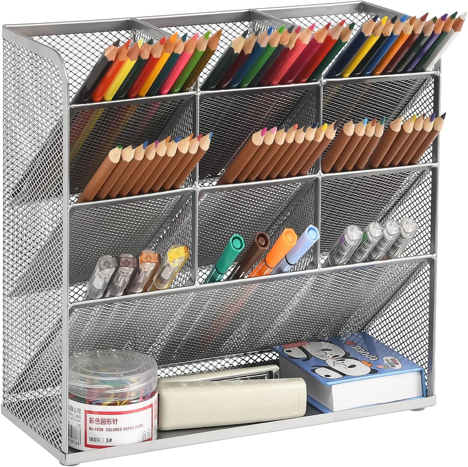 EasyPAG Office 4 Tier Mesh Desk Tidy Pen Storage Pencil Holder Desktop ...