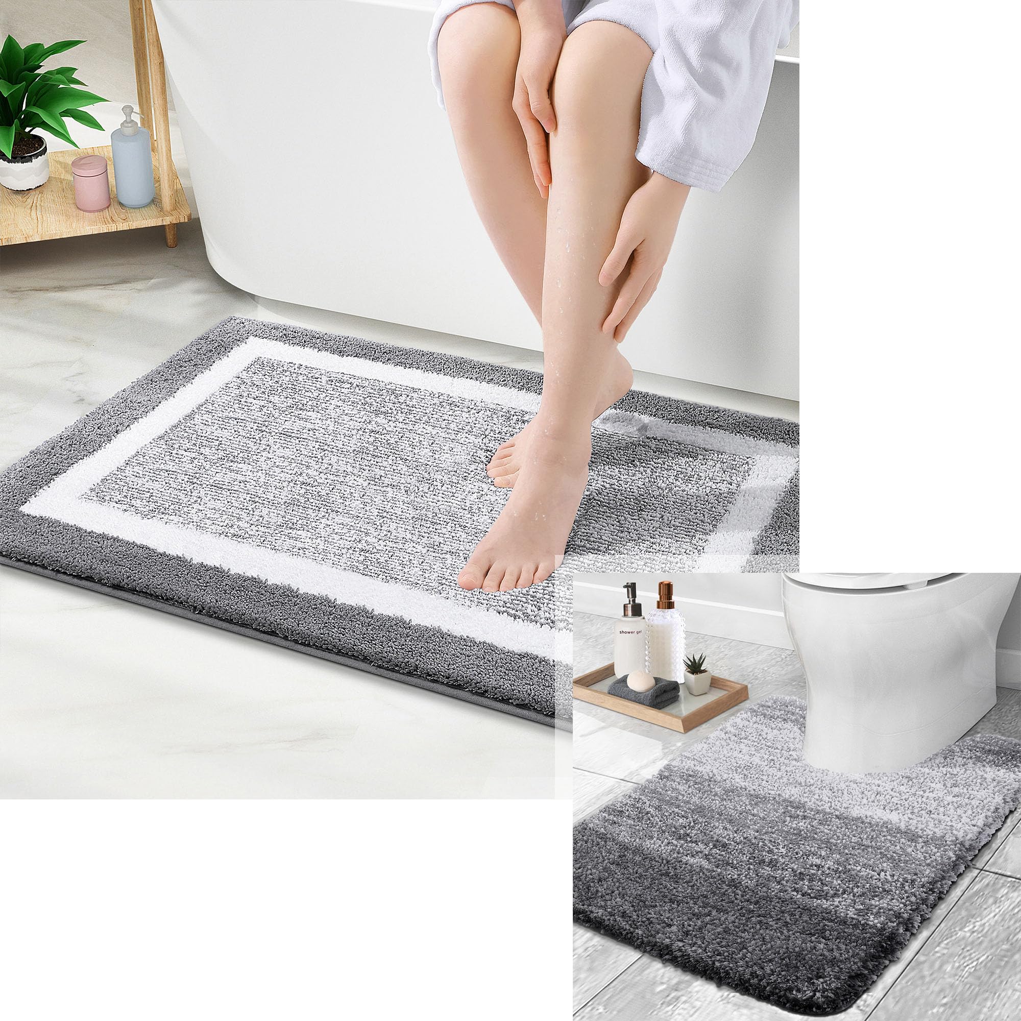 Amazon.com: OLANLY Ombre Bath Rugs and Toilet Rugs U-Shaped, Bath Rug ...