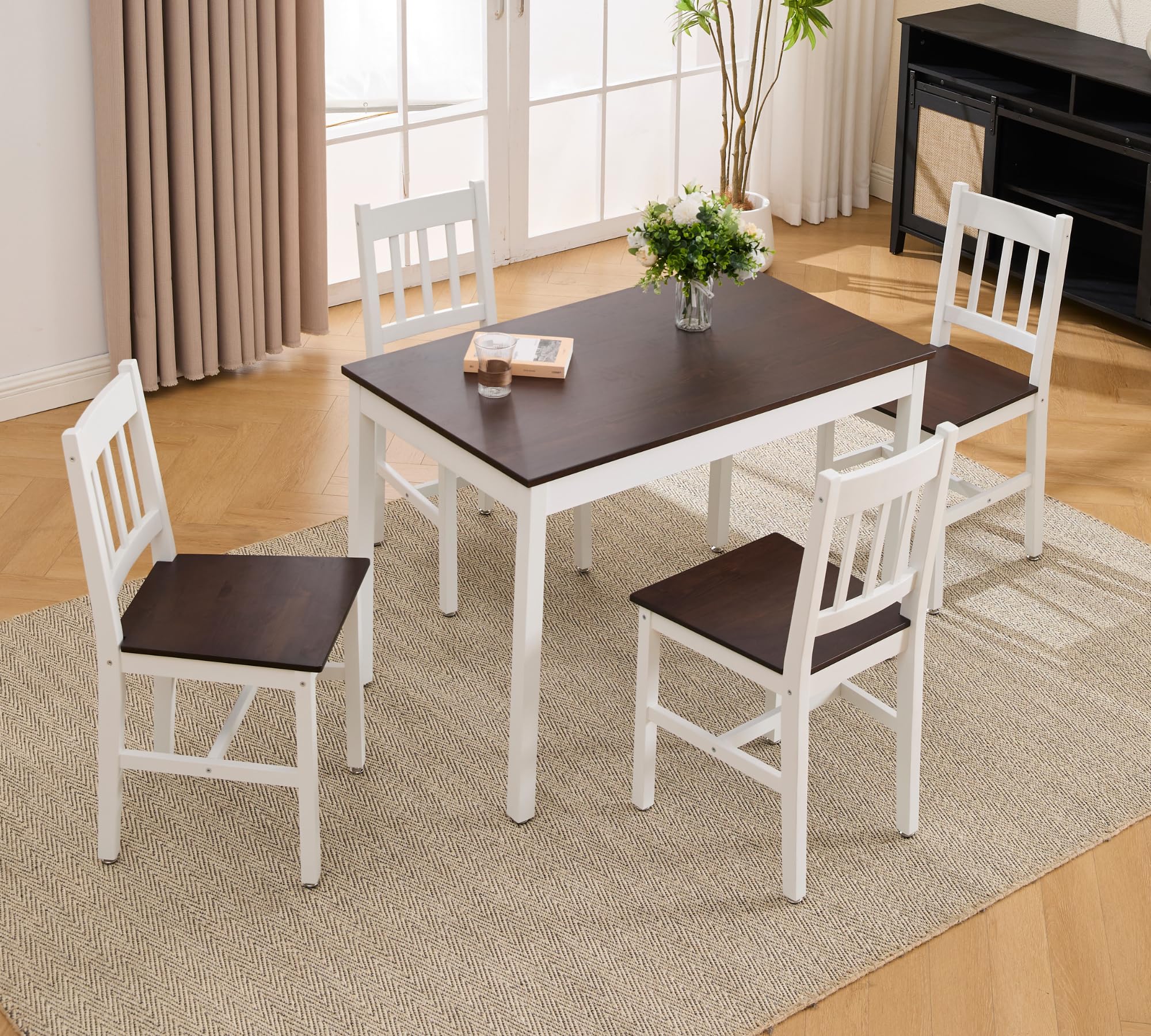 Amazon.com: Janoray 5-Piece Dining Table Set for 4, Farmhouse ...
