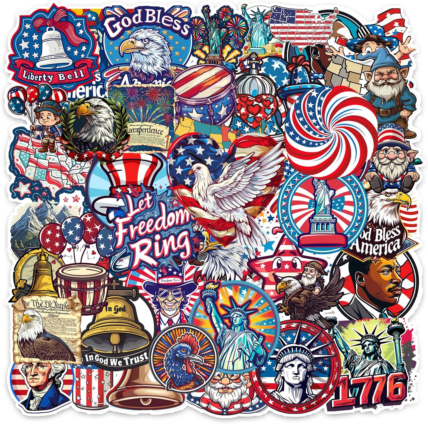 Amazon.com: USA Patriotic Stickers for Water Bottle 50PCS 4th of July ...