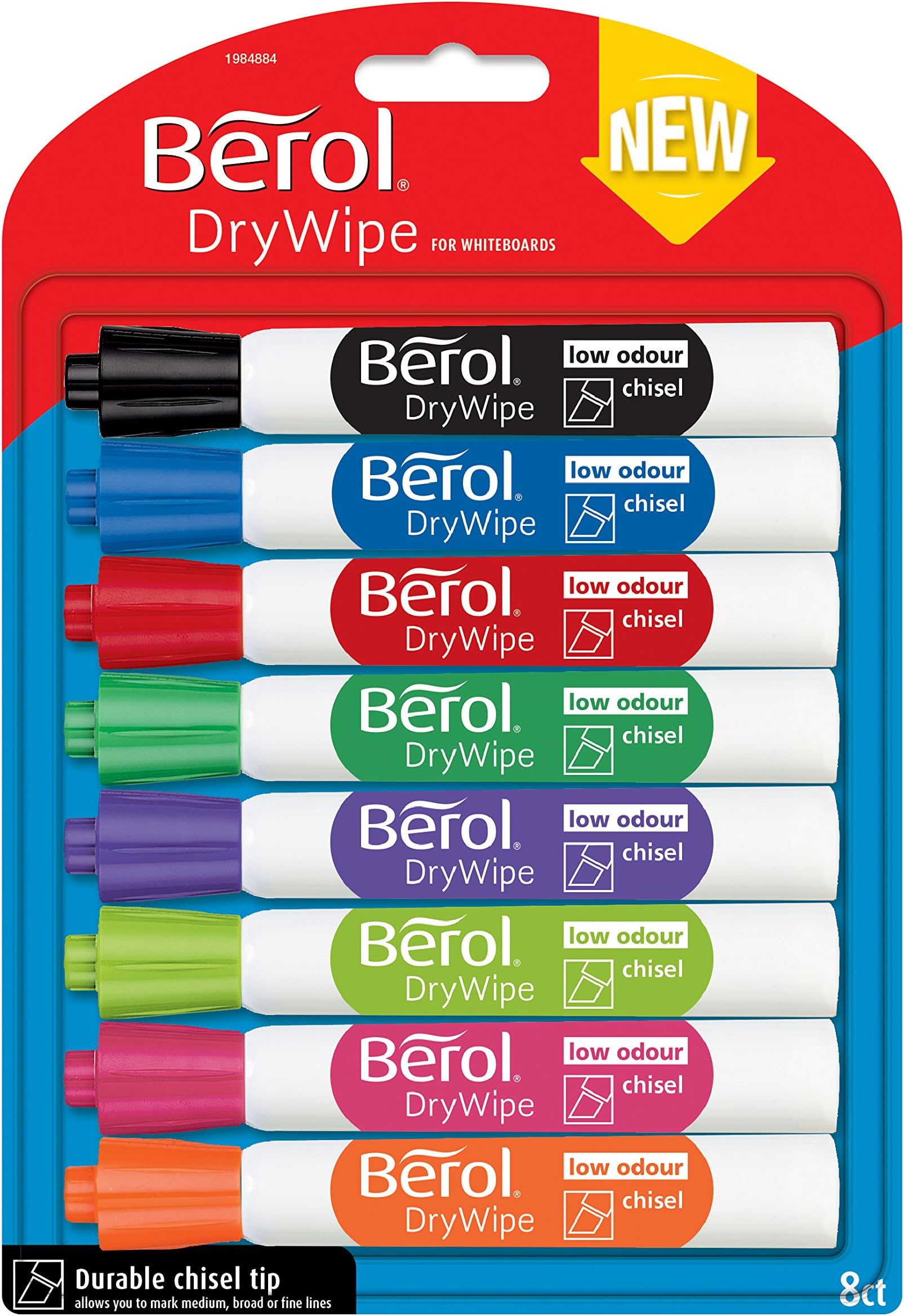 Berol Dry Wipe Whiteboard Marker Pens | Chisel Tip | Assorted Colours ...