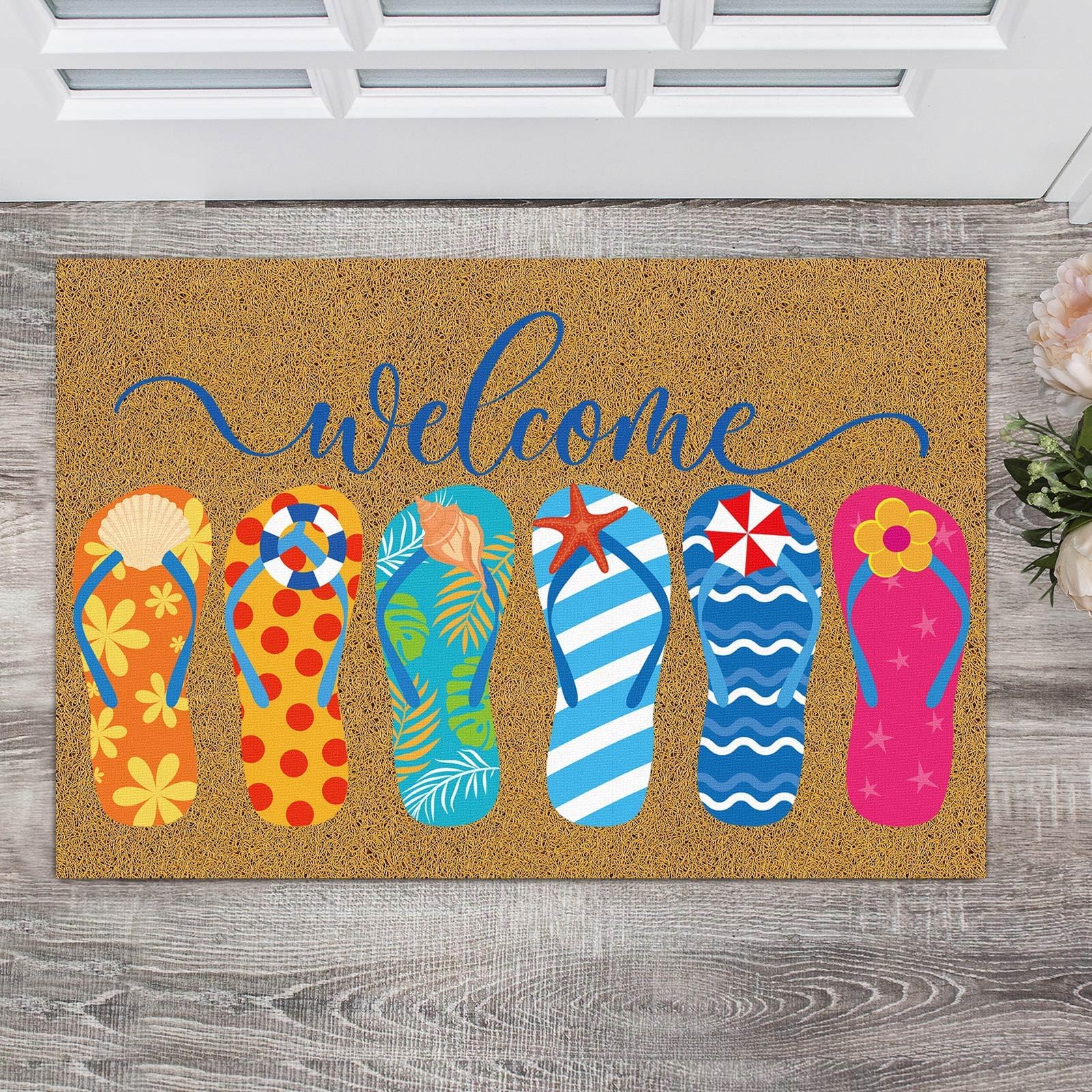 Amazon.com: Ceenna Summer Flip Flops Coir Doormat Flip Flop Welcome ...